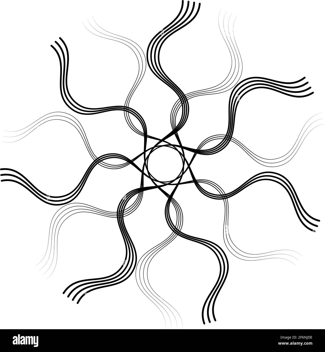 Radial, radiating abstract motiff, icon, mandala element. Distorted ...