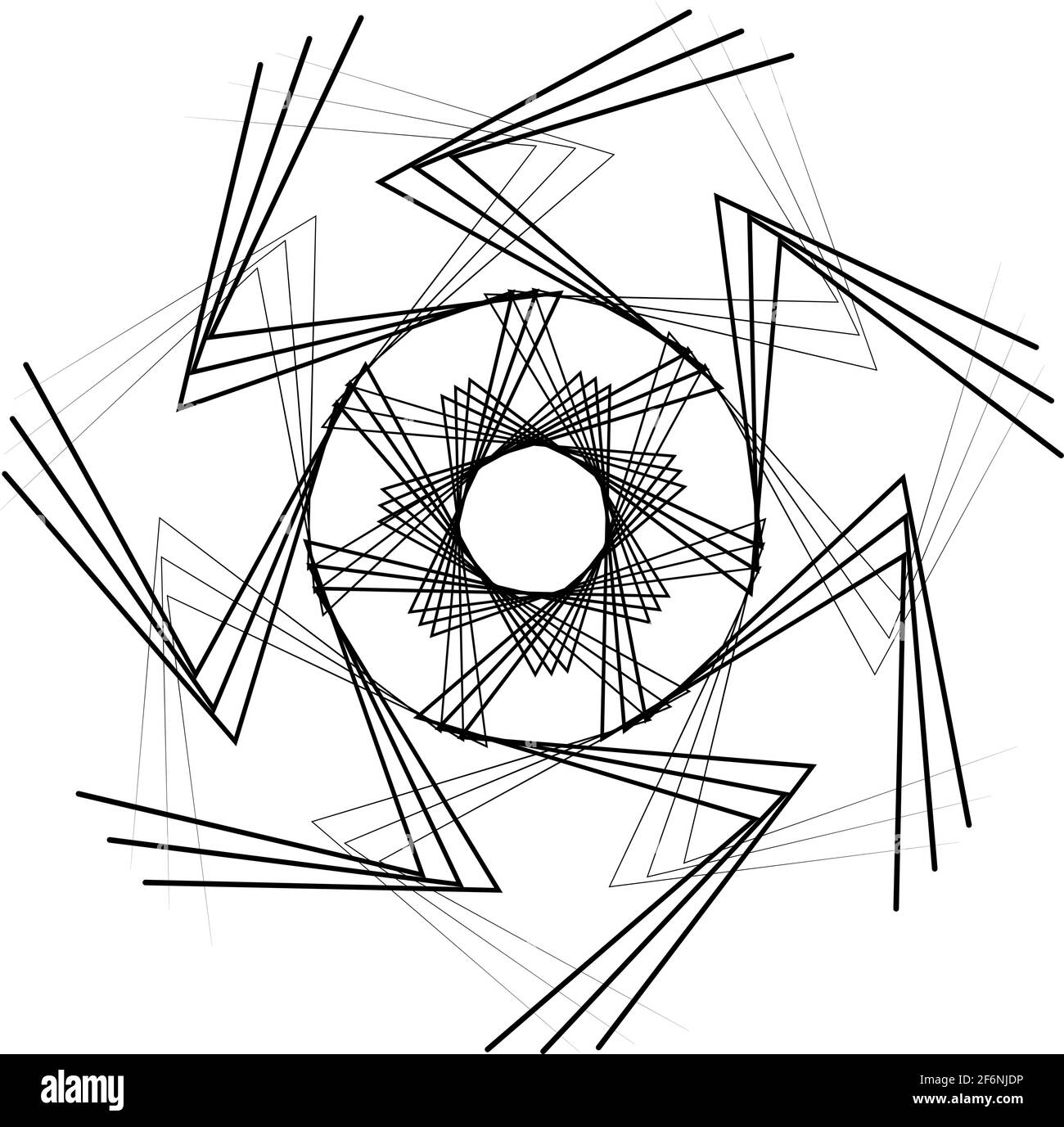 Radial, radiating abstract motiff, icon, mandala element. Distorted ...