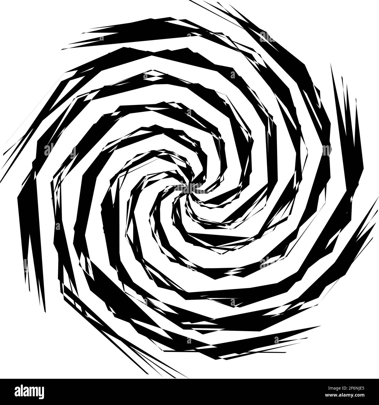 Chaotic edgy, sharp textured random geometric radial abstract art ...