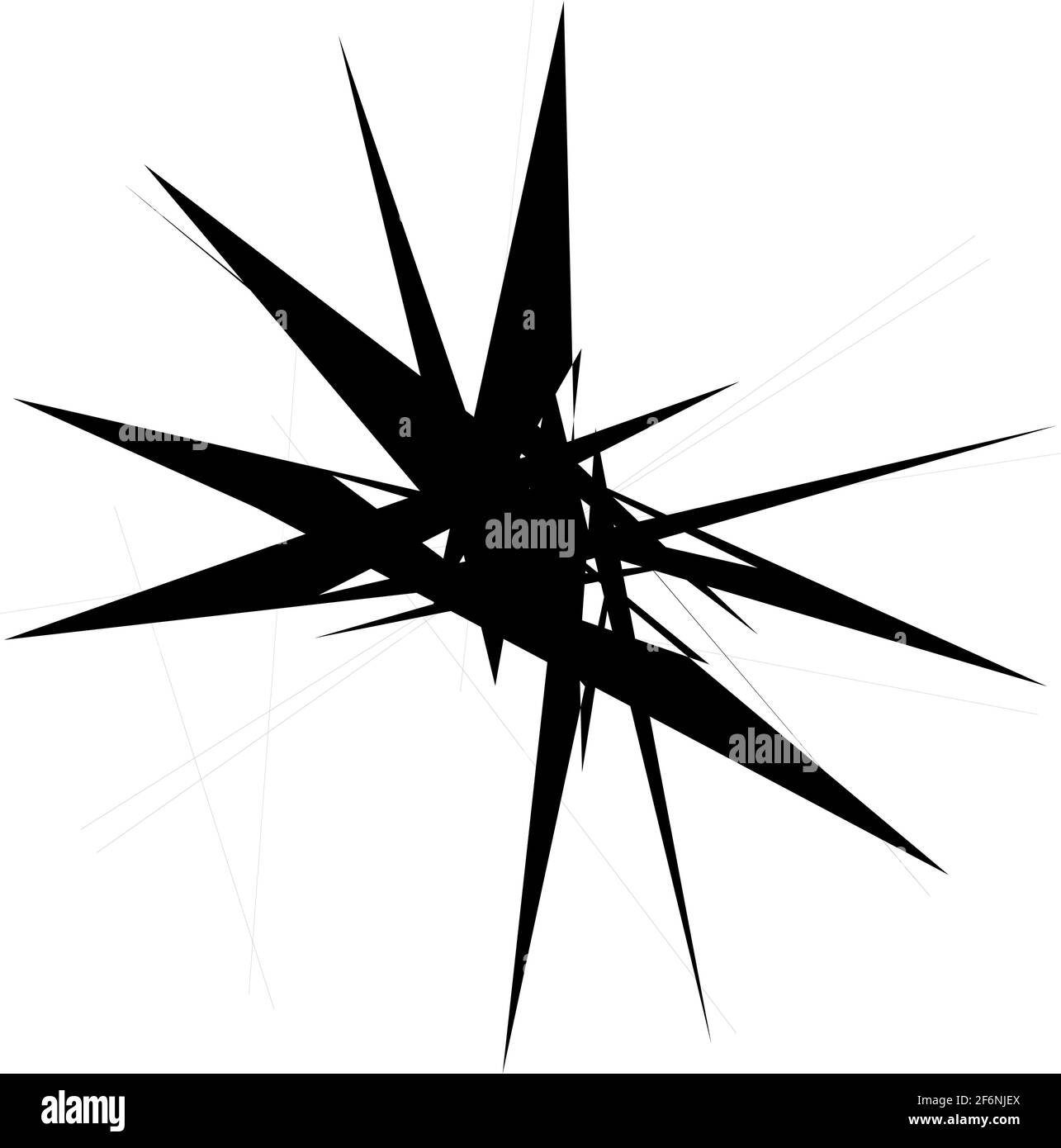 Chaotic edgy, sharp textured random geometric radial abstract art ...