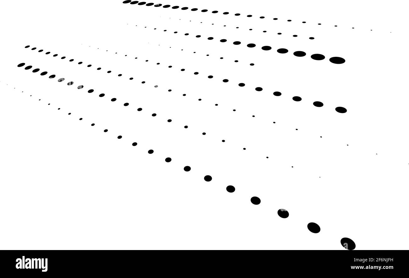3D dots. circles geometric arrangement in perspective. Vanishing ...