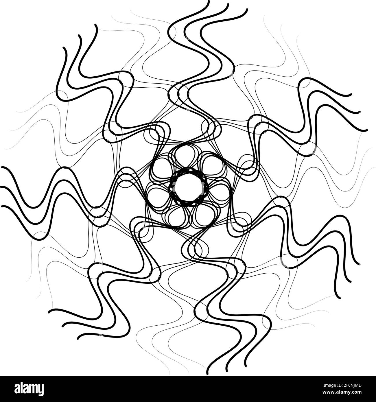 Radial, radiating abstract motiff, icon, mandala element. Distorted ...