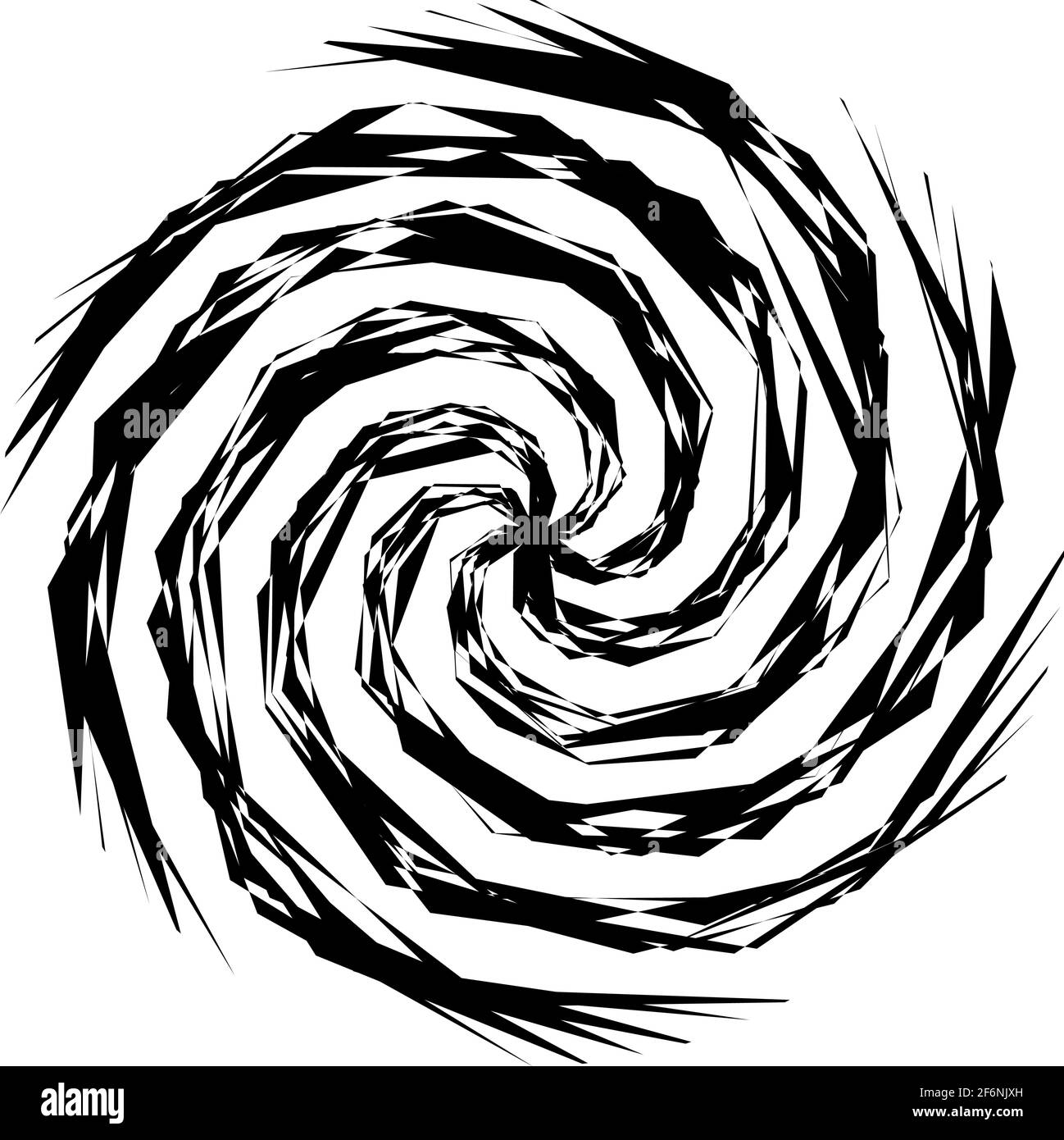 Chaotic edgy, sharp textured random geometric radial abstract art ...