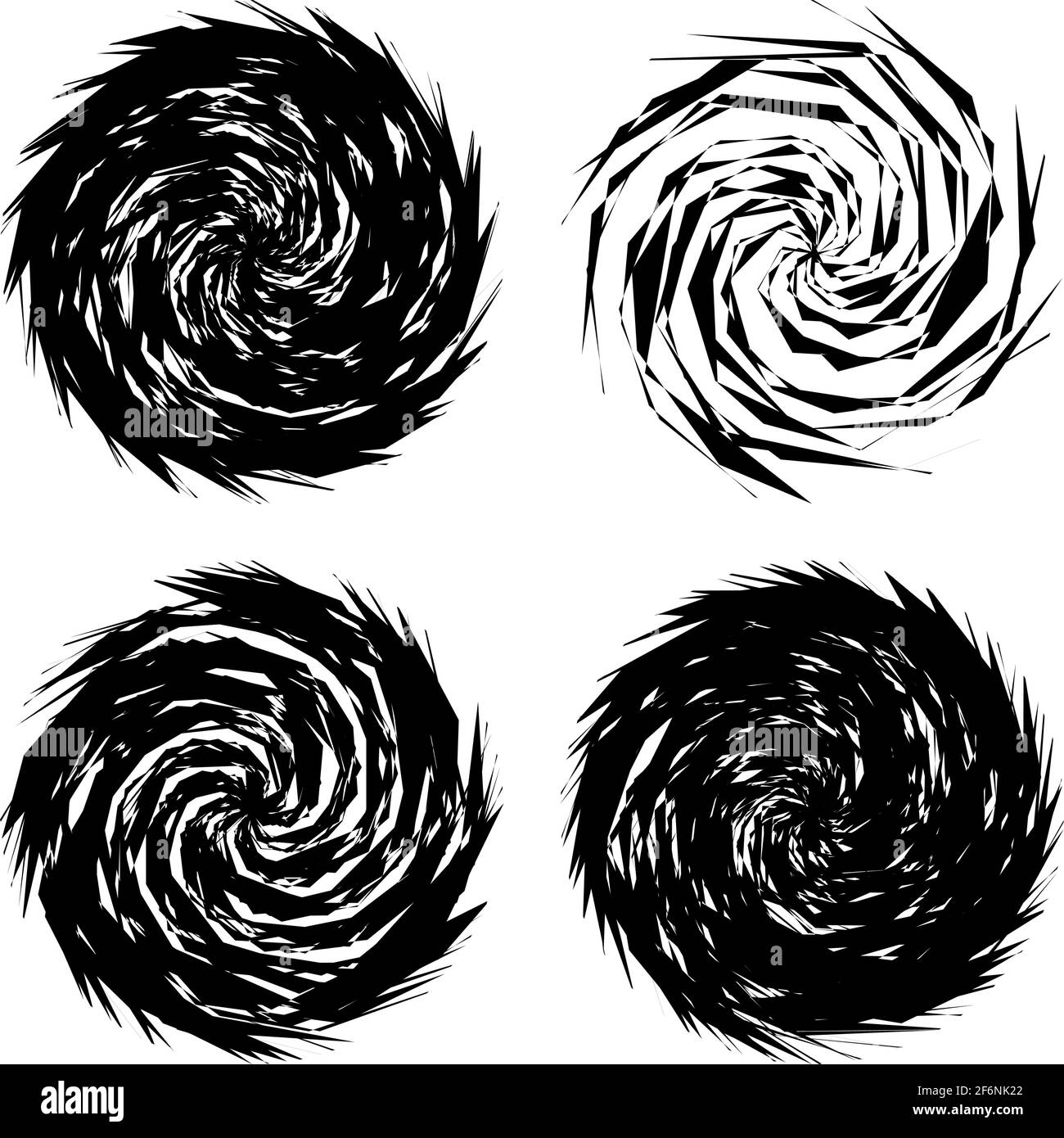 Chaotic edgy, sharp textured random geometric radial abstract art ...