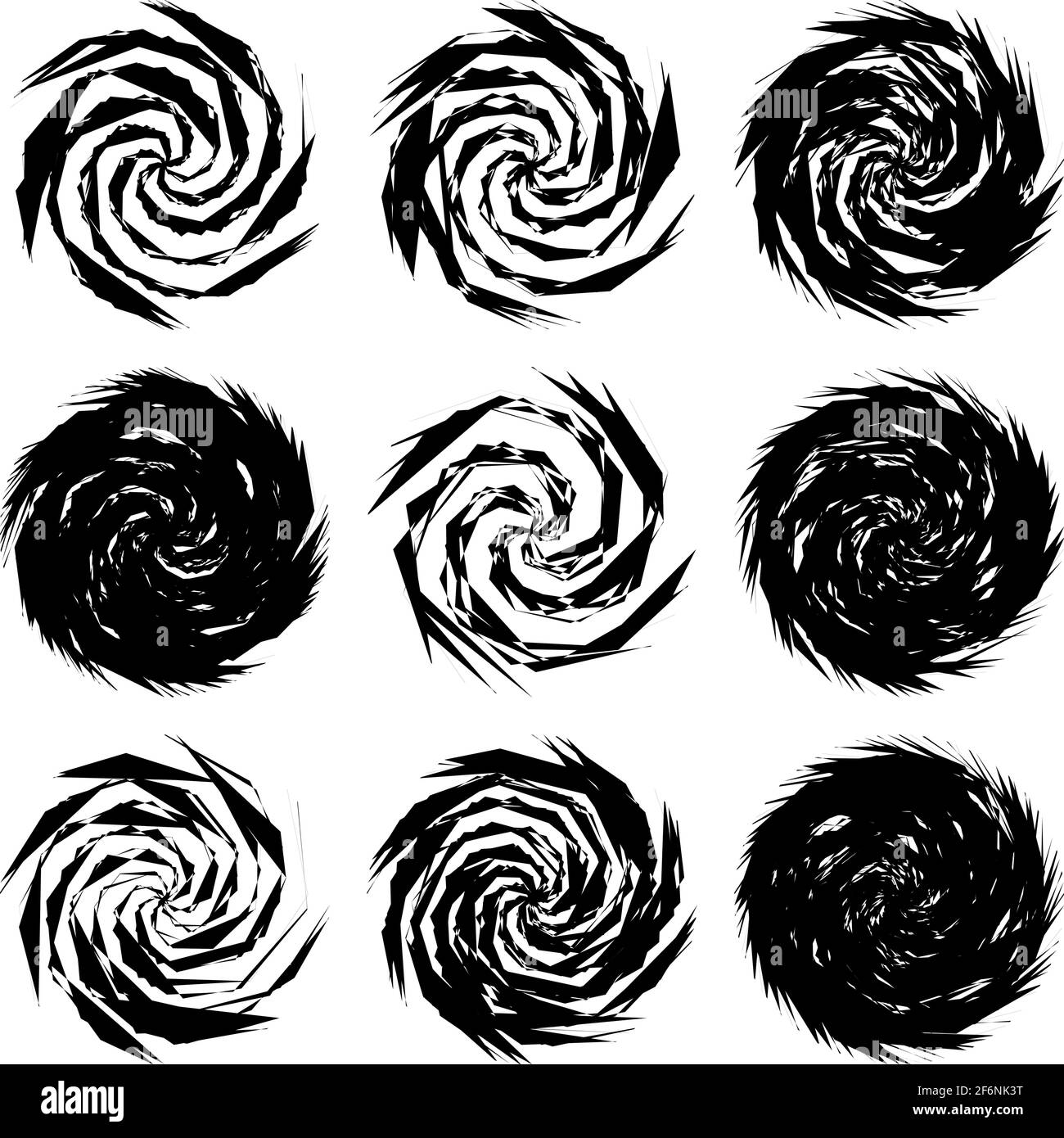 Chaotic edgy, sharp textured random geometric radial abstract art ...