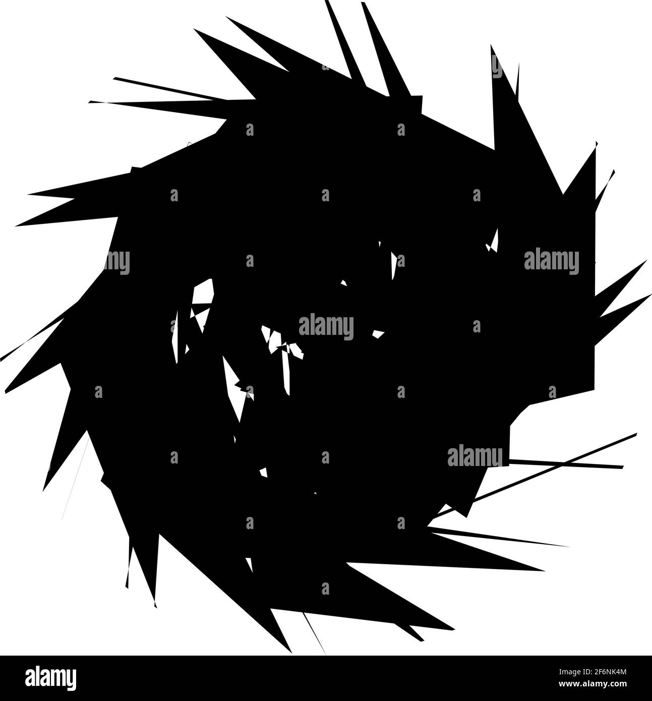 Chaotic edgy, sharp textured random geometric radial abstract art element. Harsh, rough, pointed ...