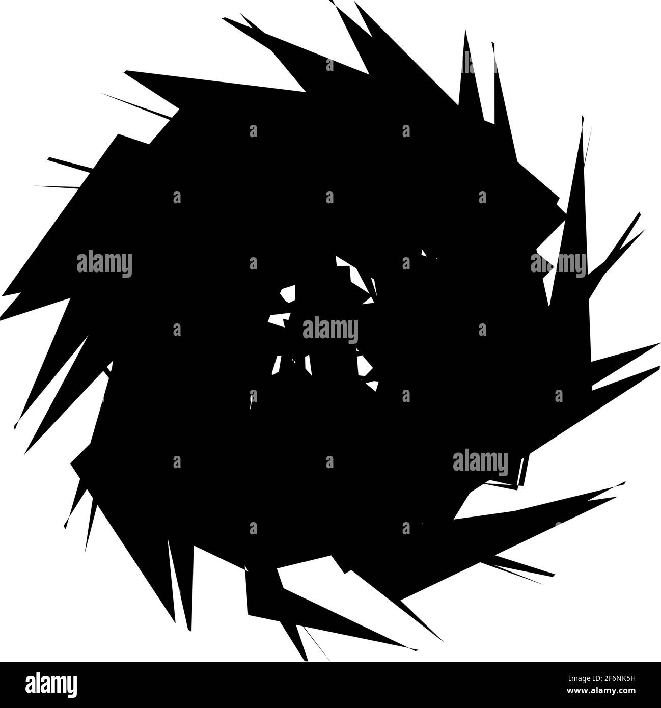 Chaotic edgy, sharp textured random geometric radial abstract art element. Harsh, rough, pointed ...