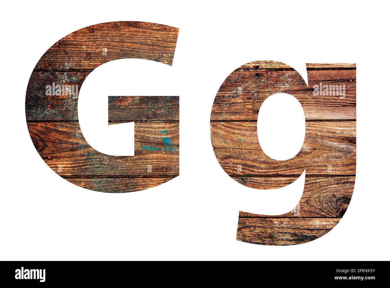 Wooden letters. Letter G. English alphabet isolated on white background ...