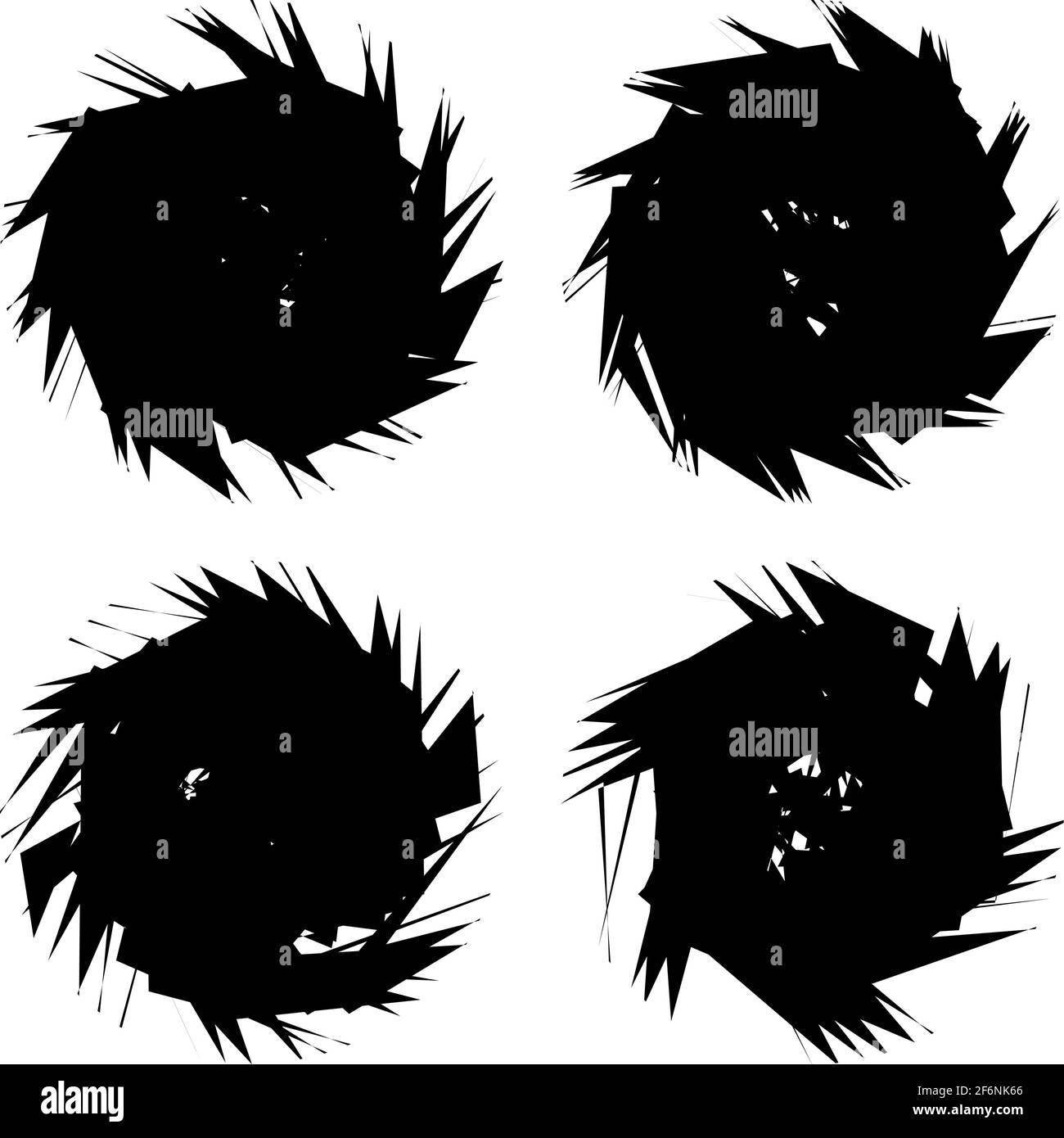 Chaotic edgy, sharp textured random geometric radial abstract art ...