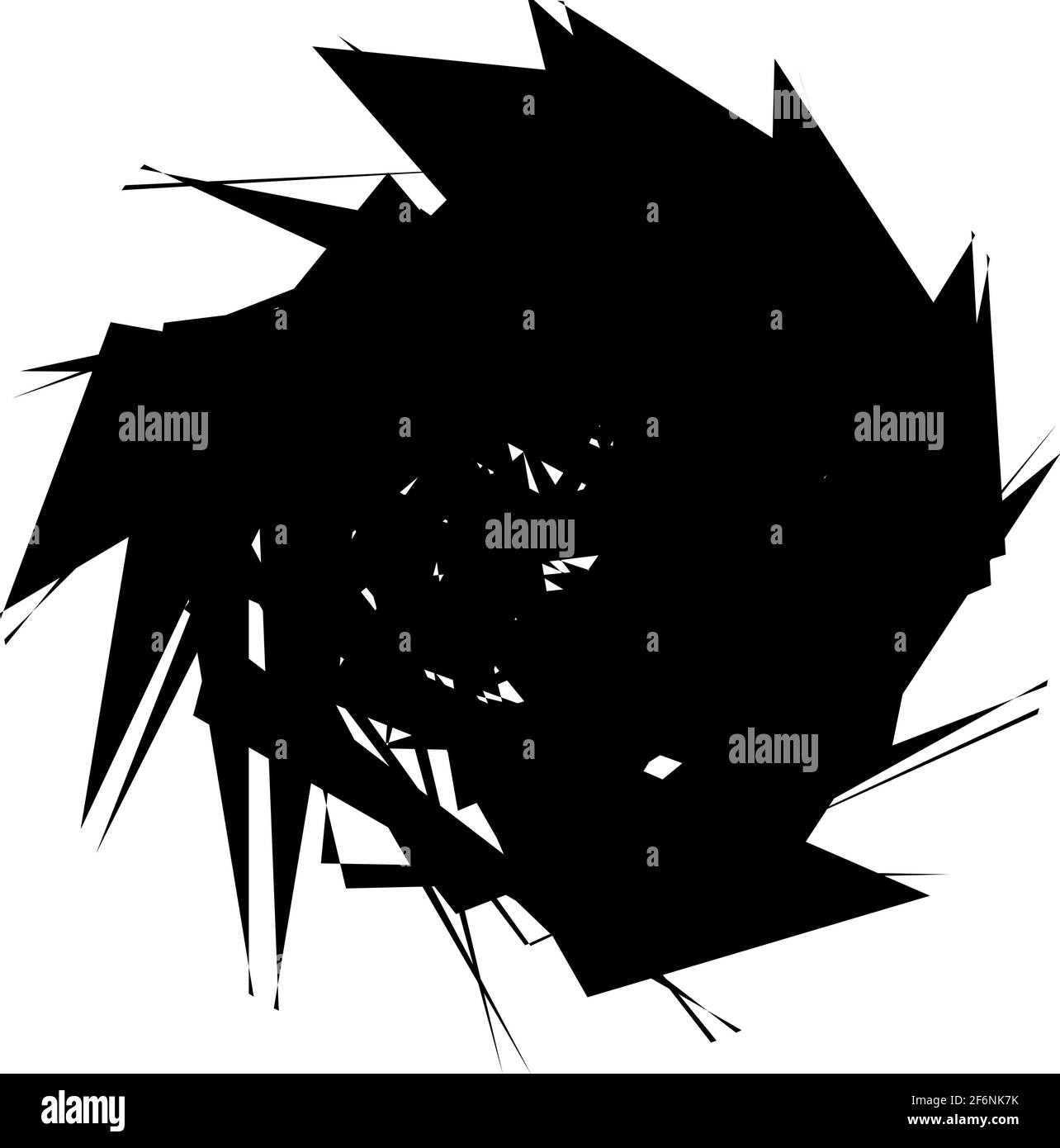 Chaotic edgy, sharp textured random geometric radial abstract art element. Harsh, rough, pointed ...
