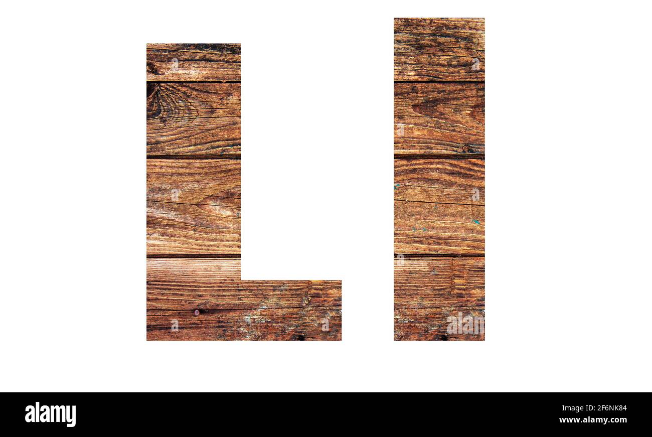Wooden letters. Letter L. English alphabet isolated on white background ...