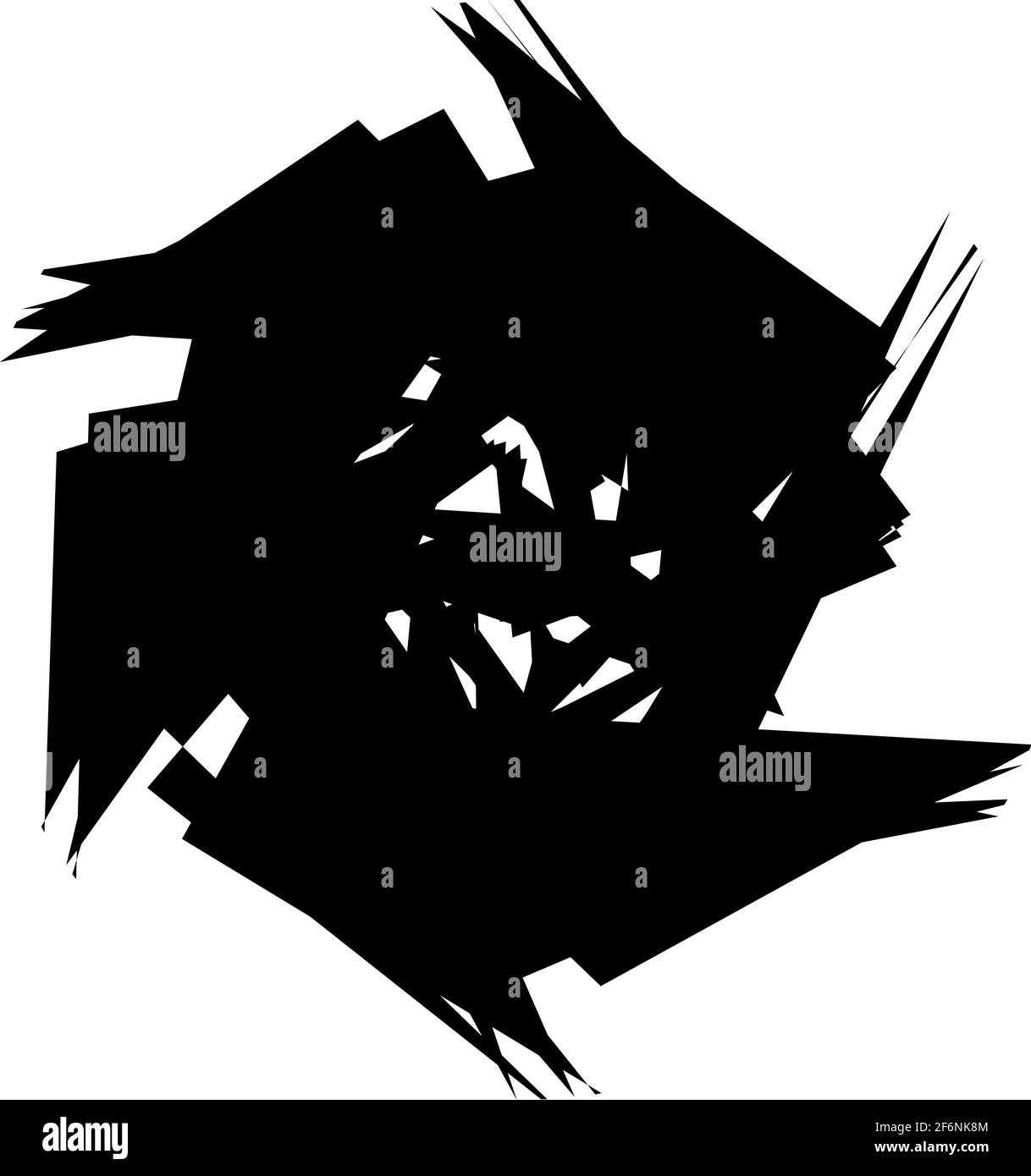 Chaotic edgy, sharp textured random geometric radial abstract art ...