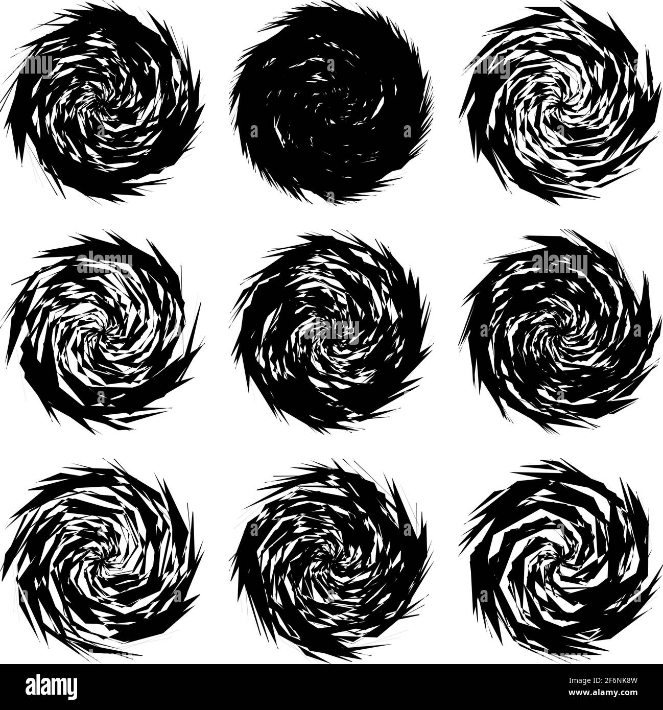 Chaotic edgy, sharp textured random geometric radial abstract art ...