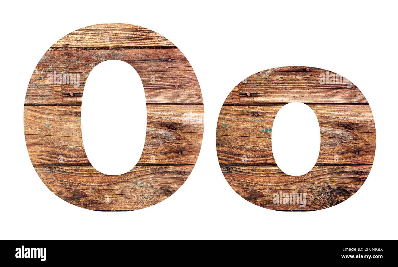 Wooden letters. Letter O. English alphabet isolated on white background ...