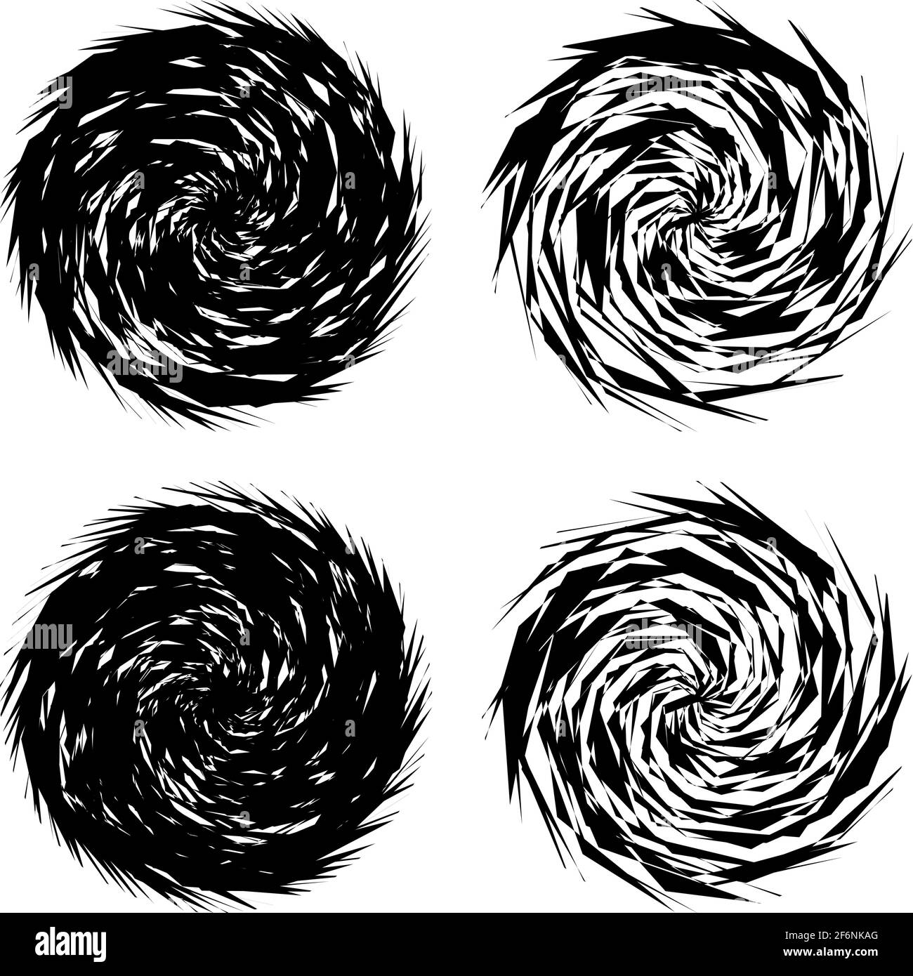 Chaotic edgy, sharp textured random geometric radial abstract art ...