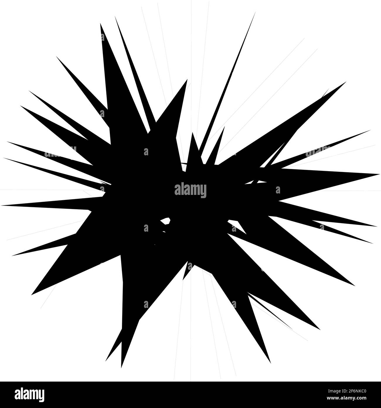 Chaotic edgy, sharp textured random geometric radial abstract art ...