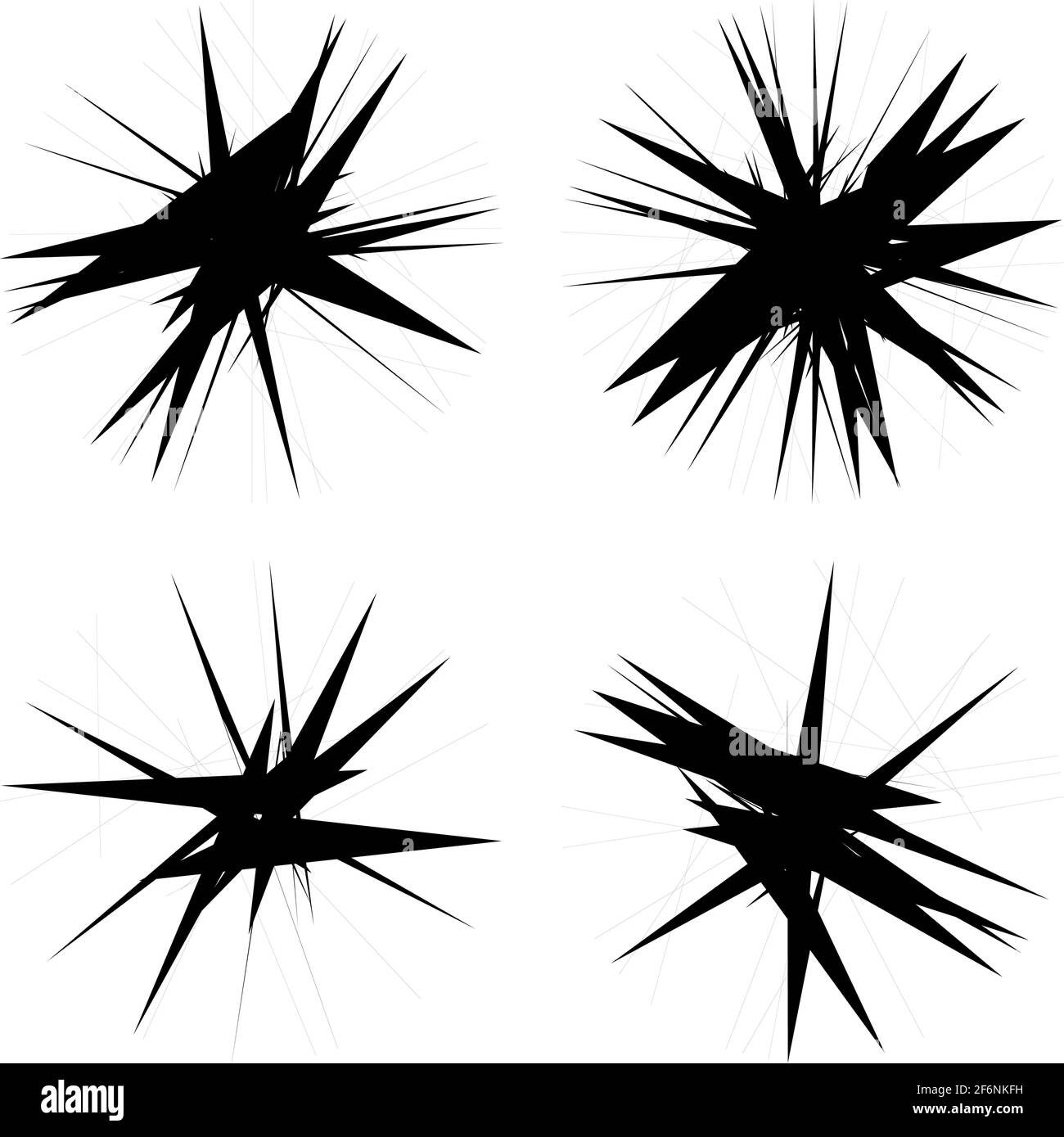 Chaotic edgy, sharp textured random geometric radial abstract art ...