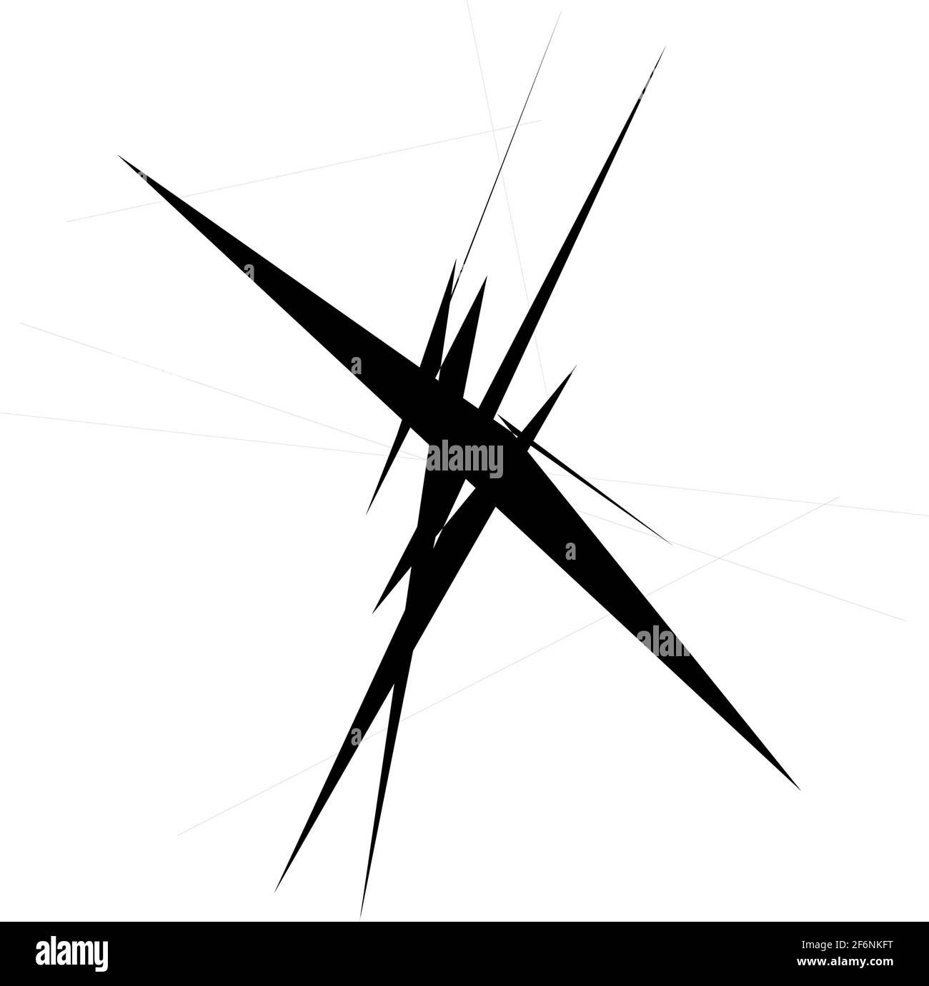 Chaotic edgy, sharp textured random geometric radial abstract art element. Harsh, rough, pointed ...