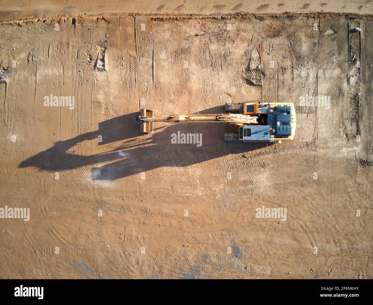 Aerial construction site showing earth works construction for a ...