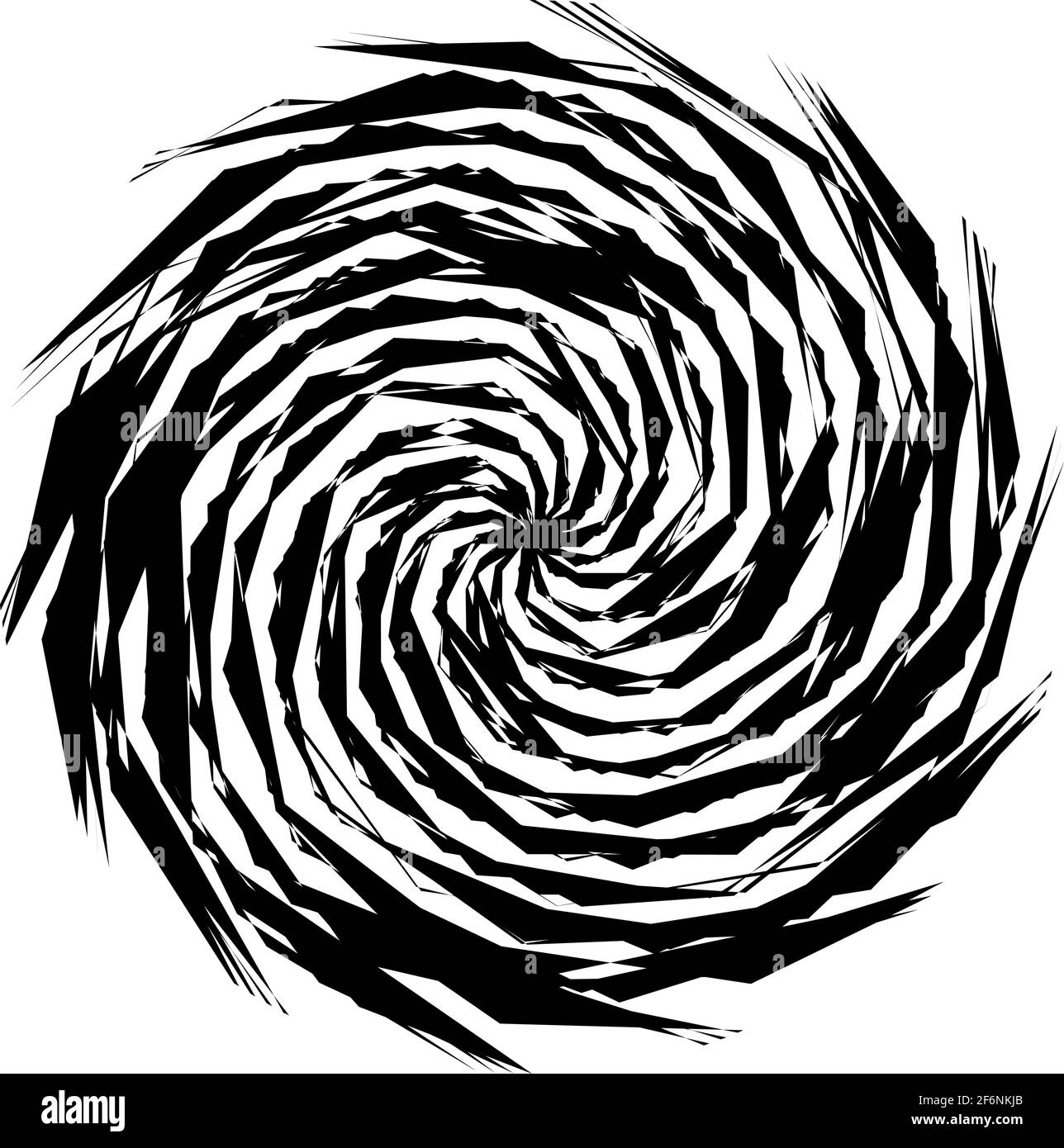 Chaotic edgy, sharp textured random geometric radial abstract art ...