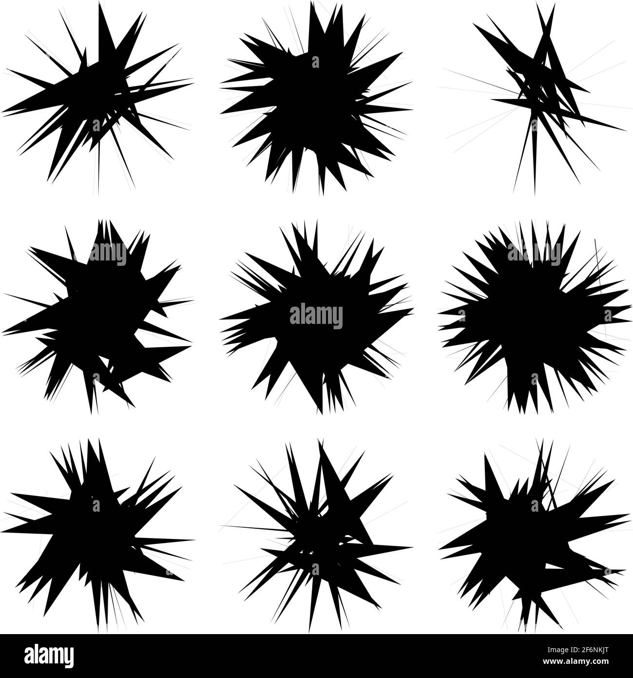 Chaotic edgy, sharp textured random geometric radial abstract art ...