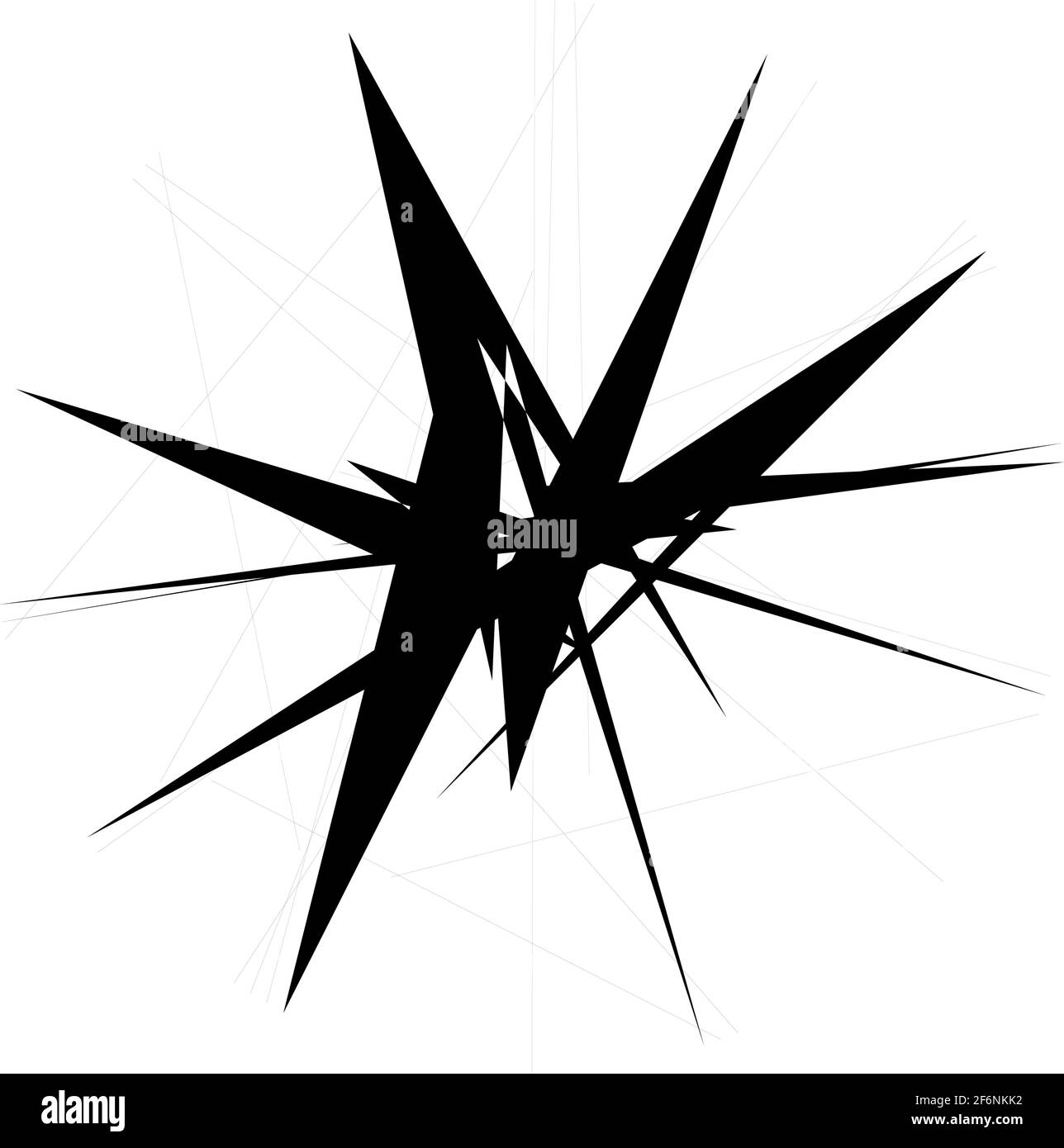 Chaotic edgy, sharp textured random geometric radial abstract art ...