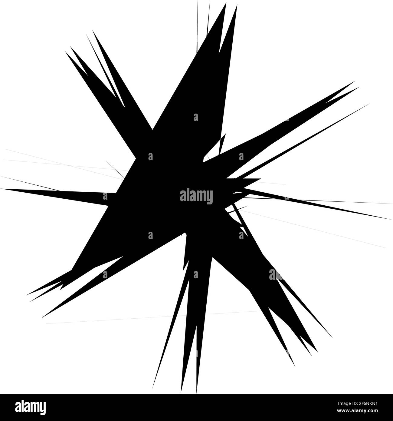 Chaotic edgy, sharp textured random geometric radial abstract art element. Harsh, rough, pointed ...
