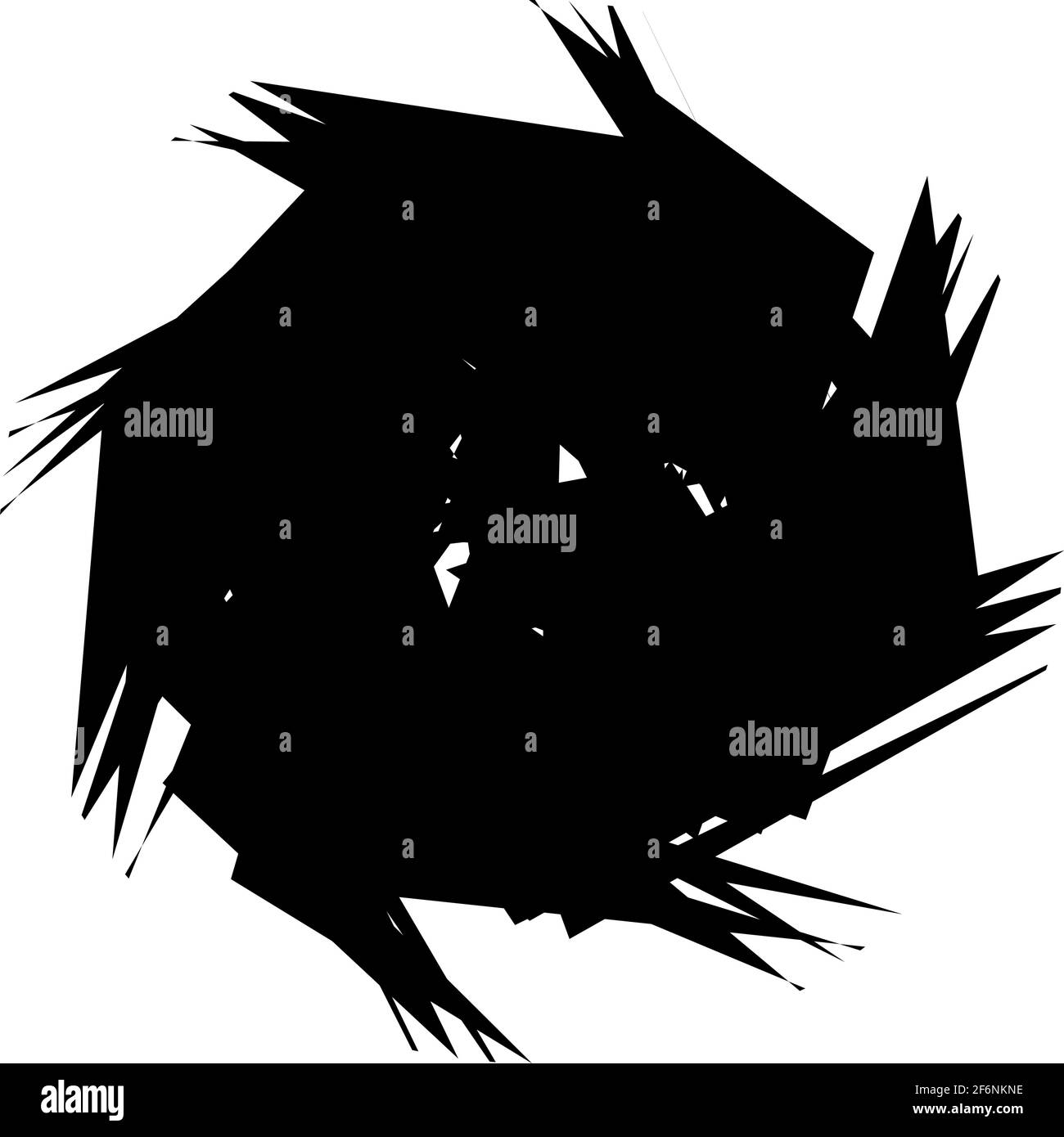 Chaotic edgy, sharp textured random geometric radial abstract art ...