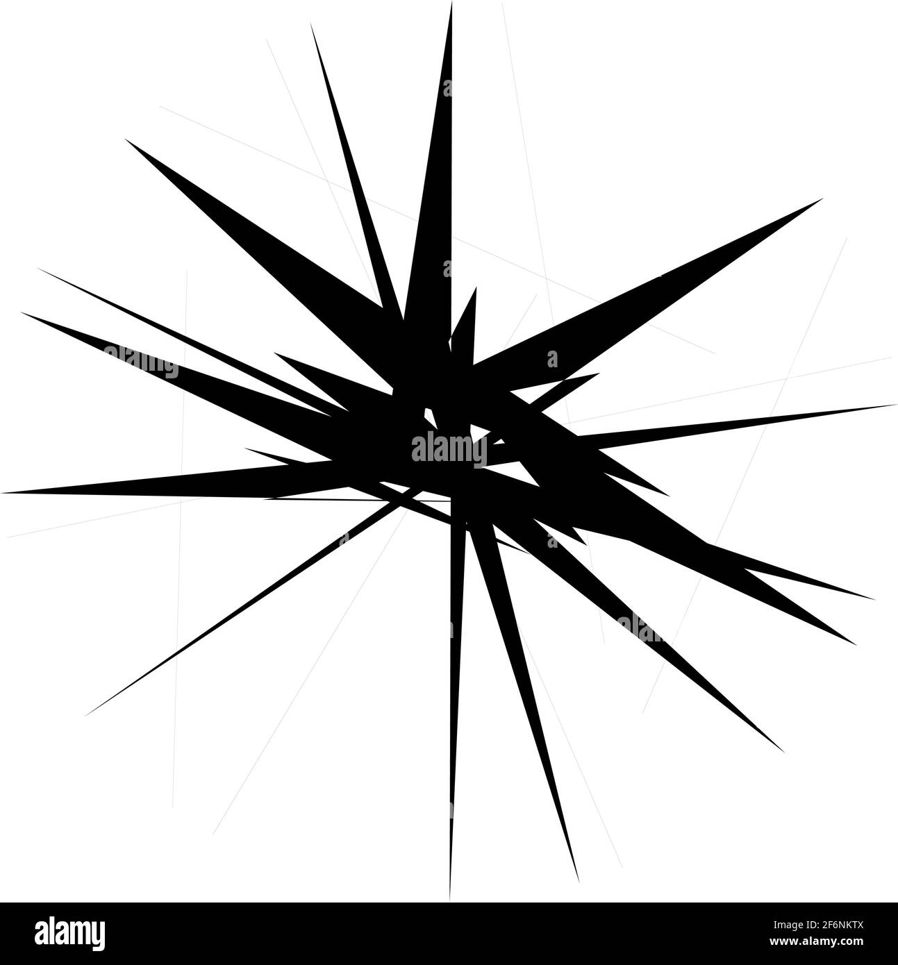 Chaotic edgy, sharp textured random geometric radial abstract art ...