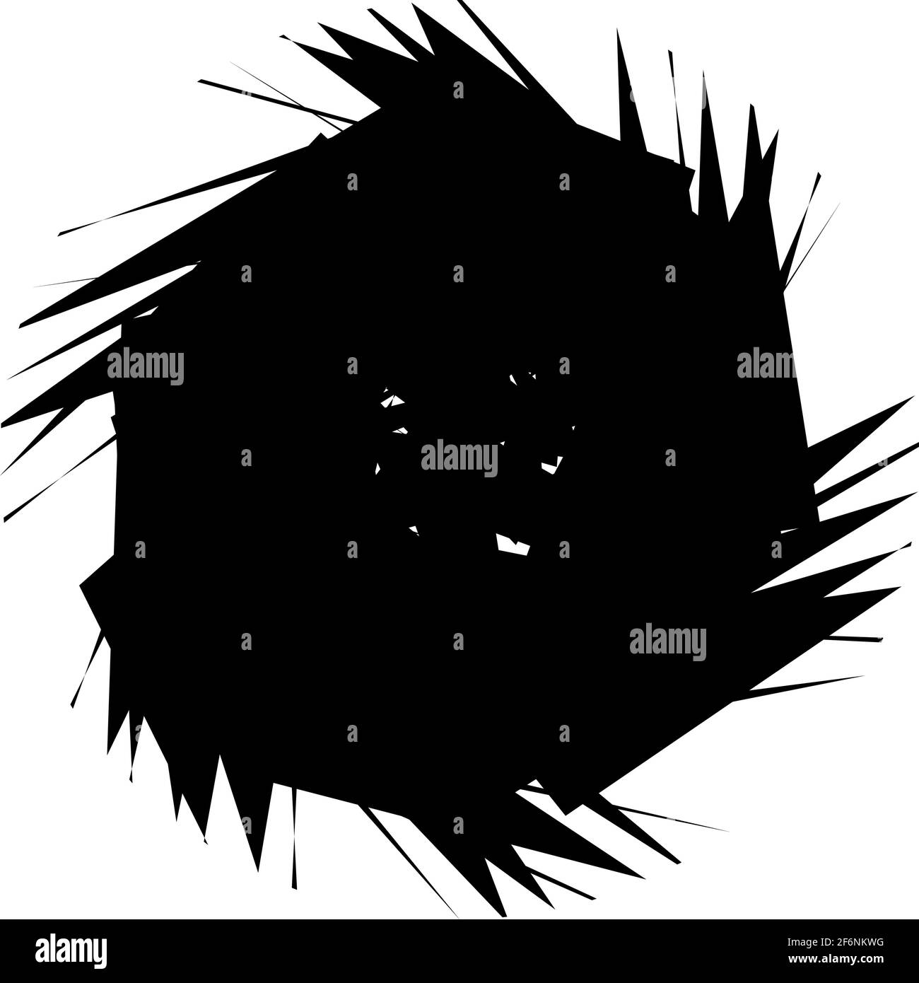 Chaotic edgy, sharp textured random geometric radial abstract art ...