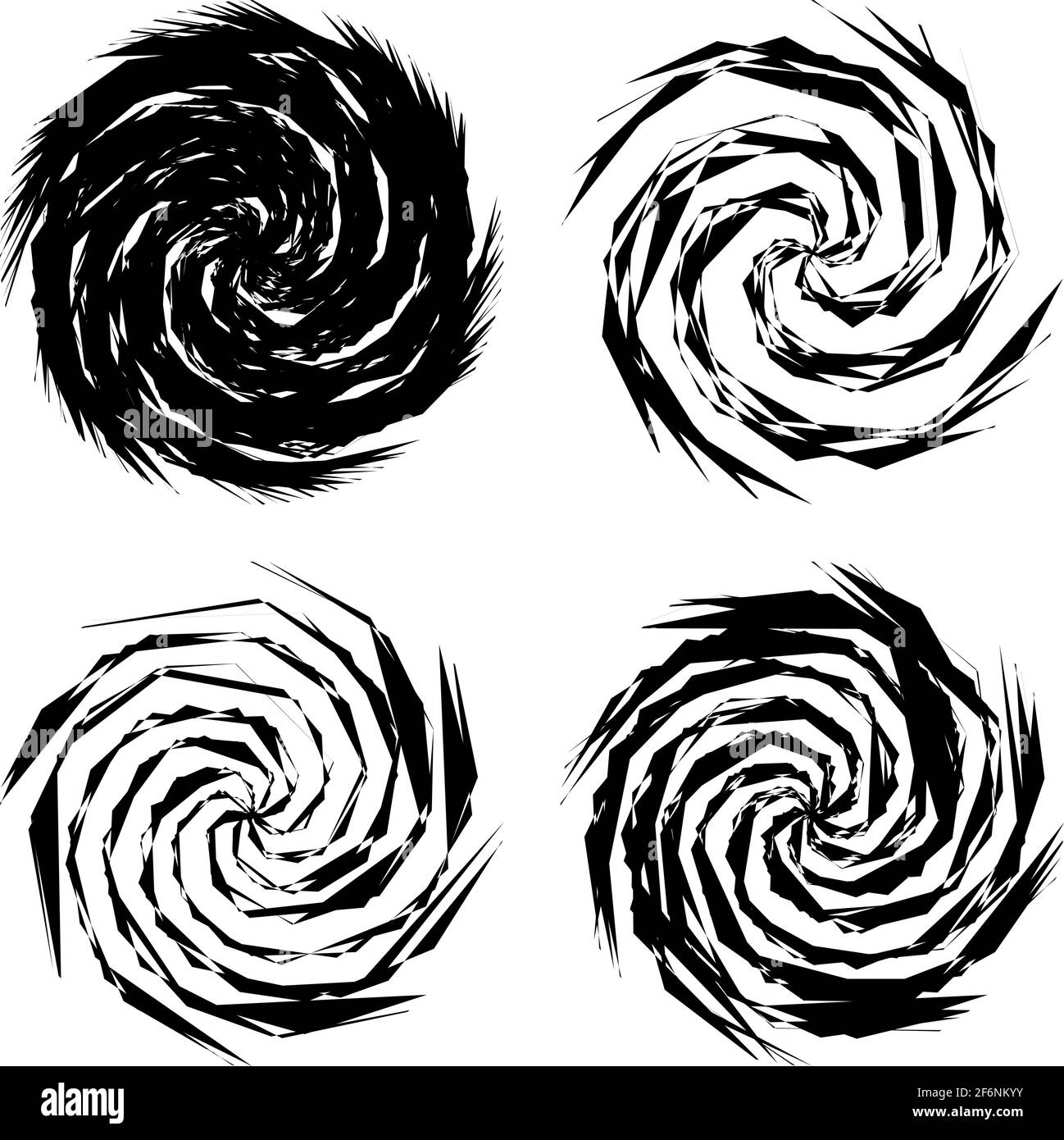 Chaotic edgy, sharp textured random geometric radial abstract art ...