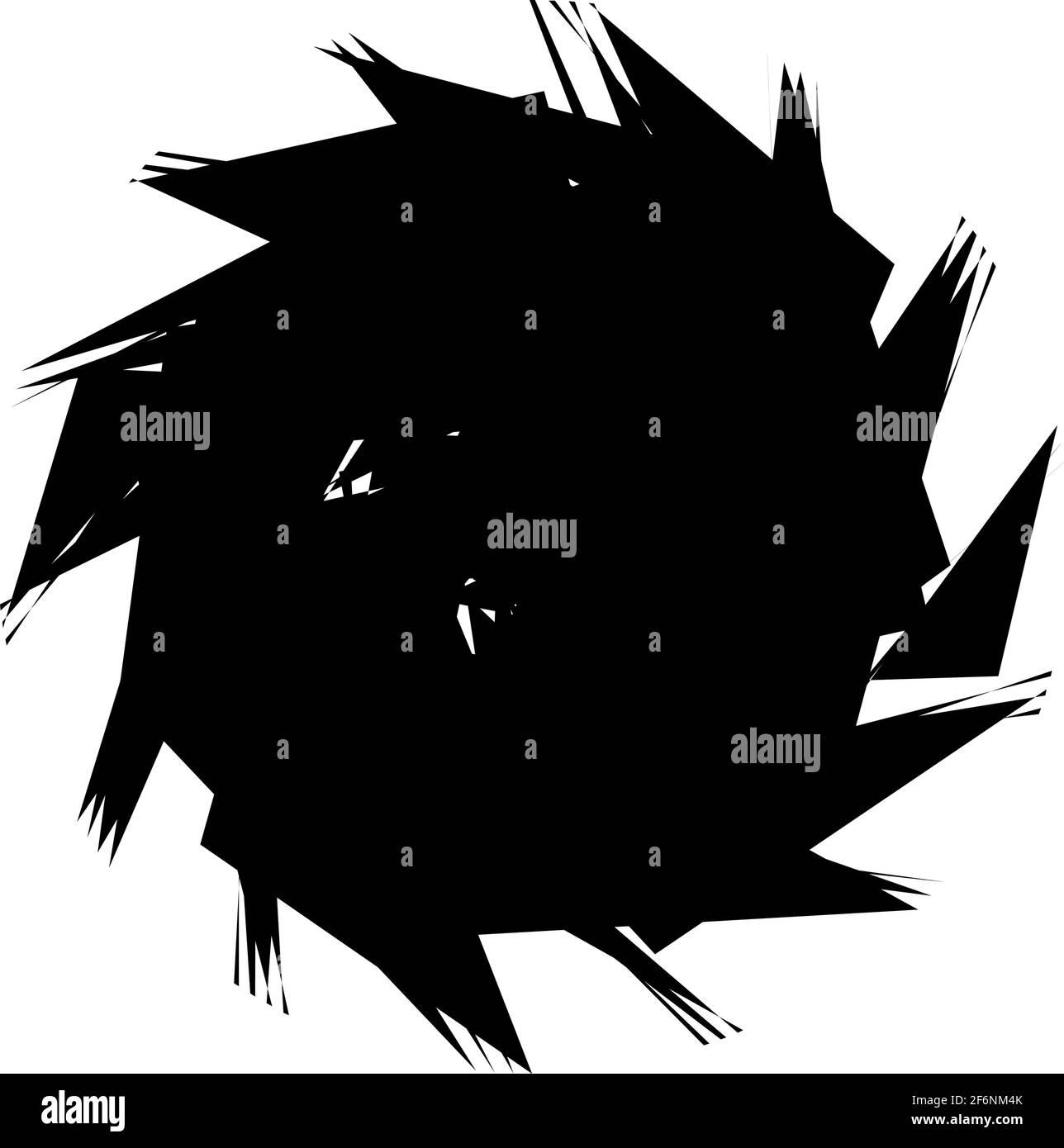 Chaotic edgy, sharp textured random geometric radial abstract art element. Harsh, rough, pointed ...