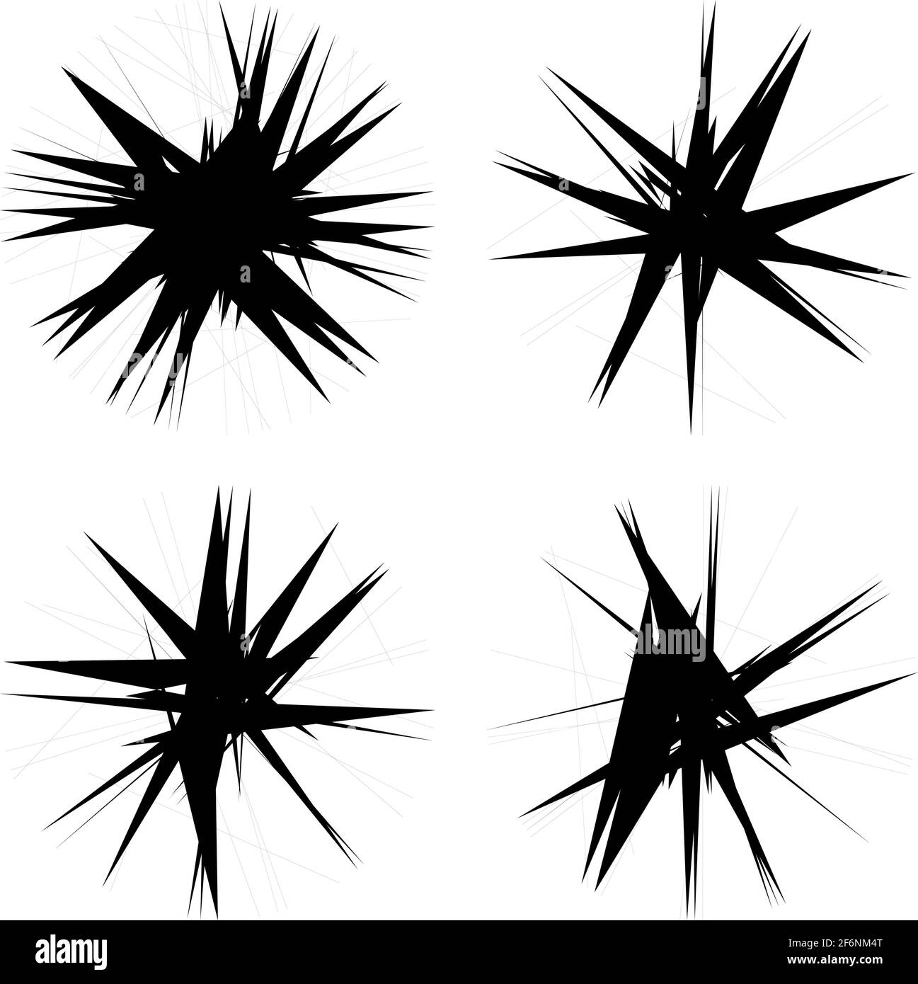 Chaotic edgy, sharp textured random geometric radial abstract art ...