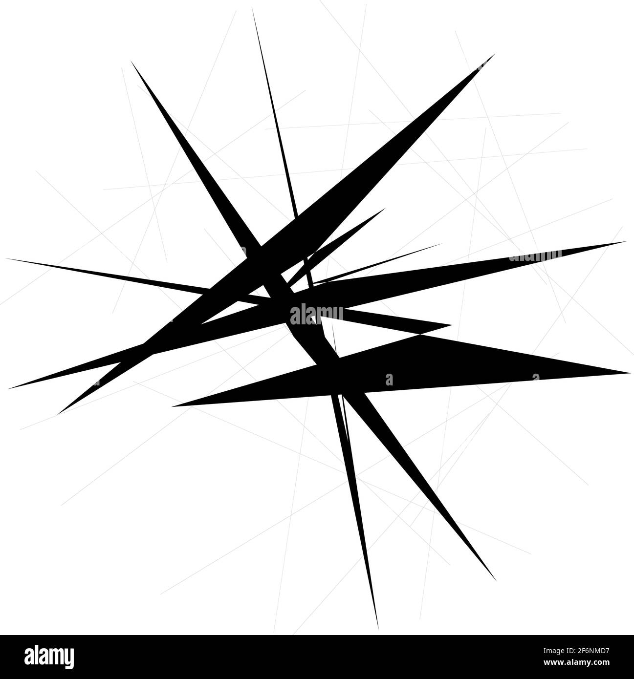 Chaotic edgy, sharp textured random geometric radial abstract art element. Harsh, rough, pointed ...