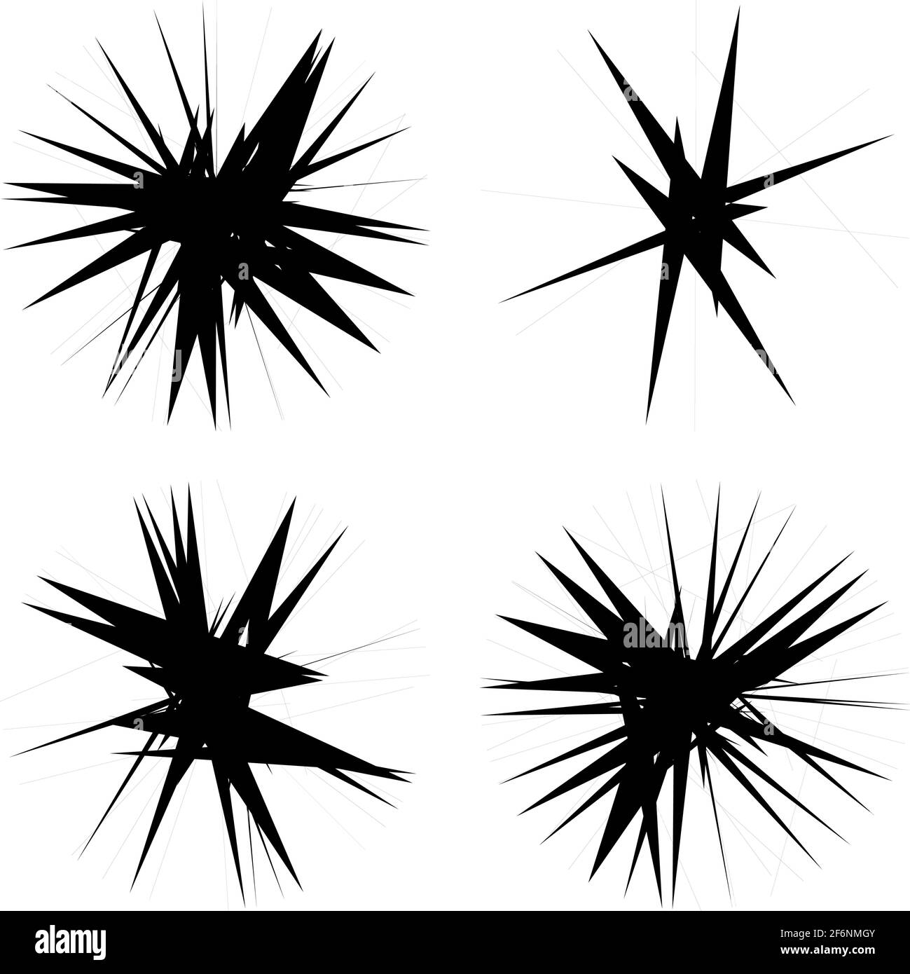 Chaotic edgy, sharp textured random geometric radial abstract art ...