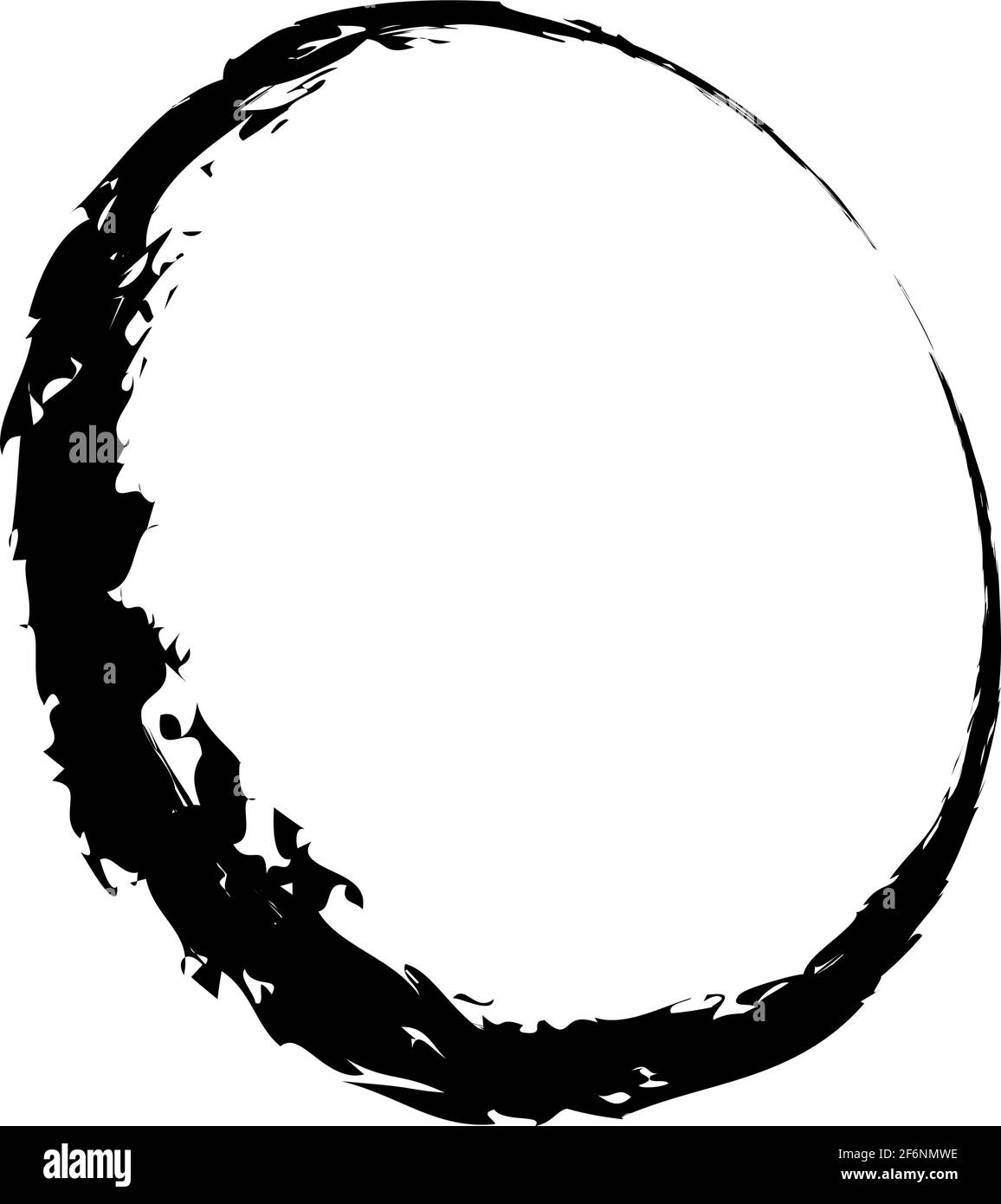 Black and white grungy, grunge circle contour. Abstract textured oval ...