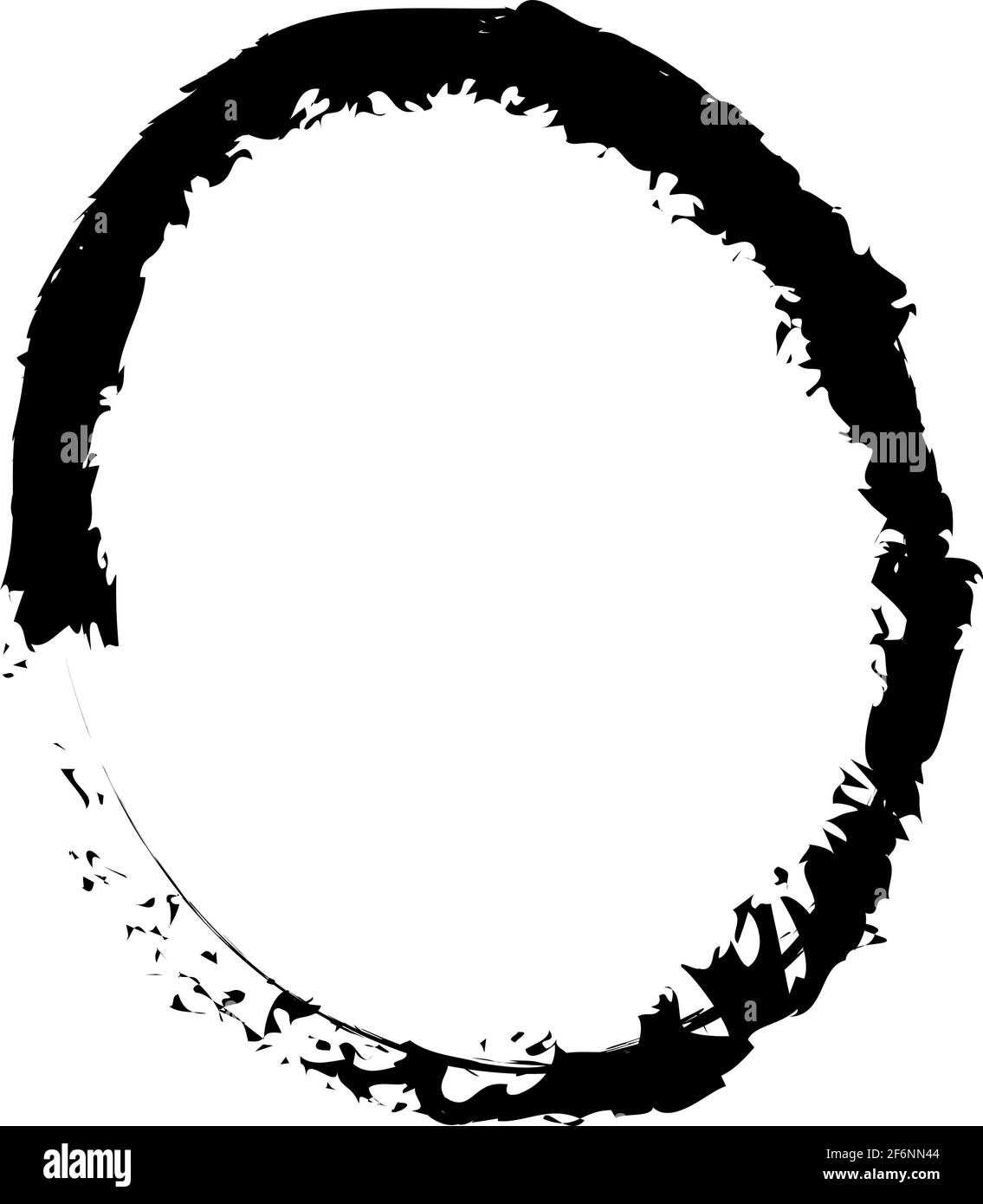 Black and white grungy, grunge circle contour. Abstract textured oval ...