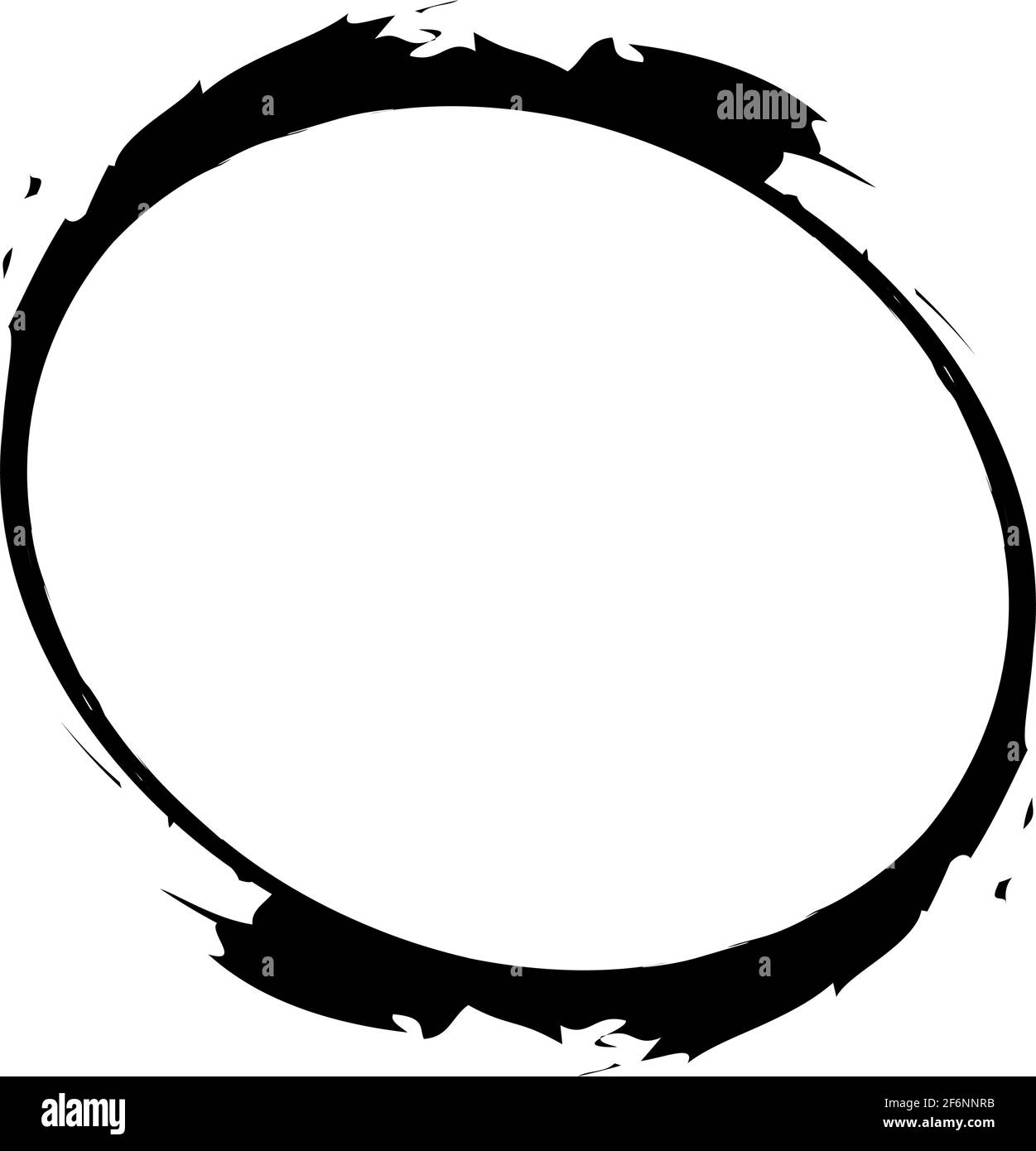 Black and white grungy, grunge circle contour. Abstract textured oval ...