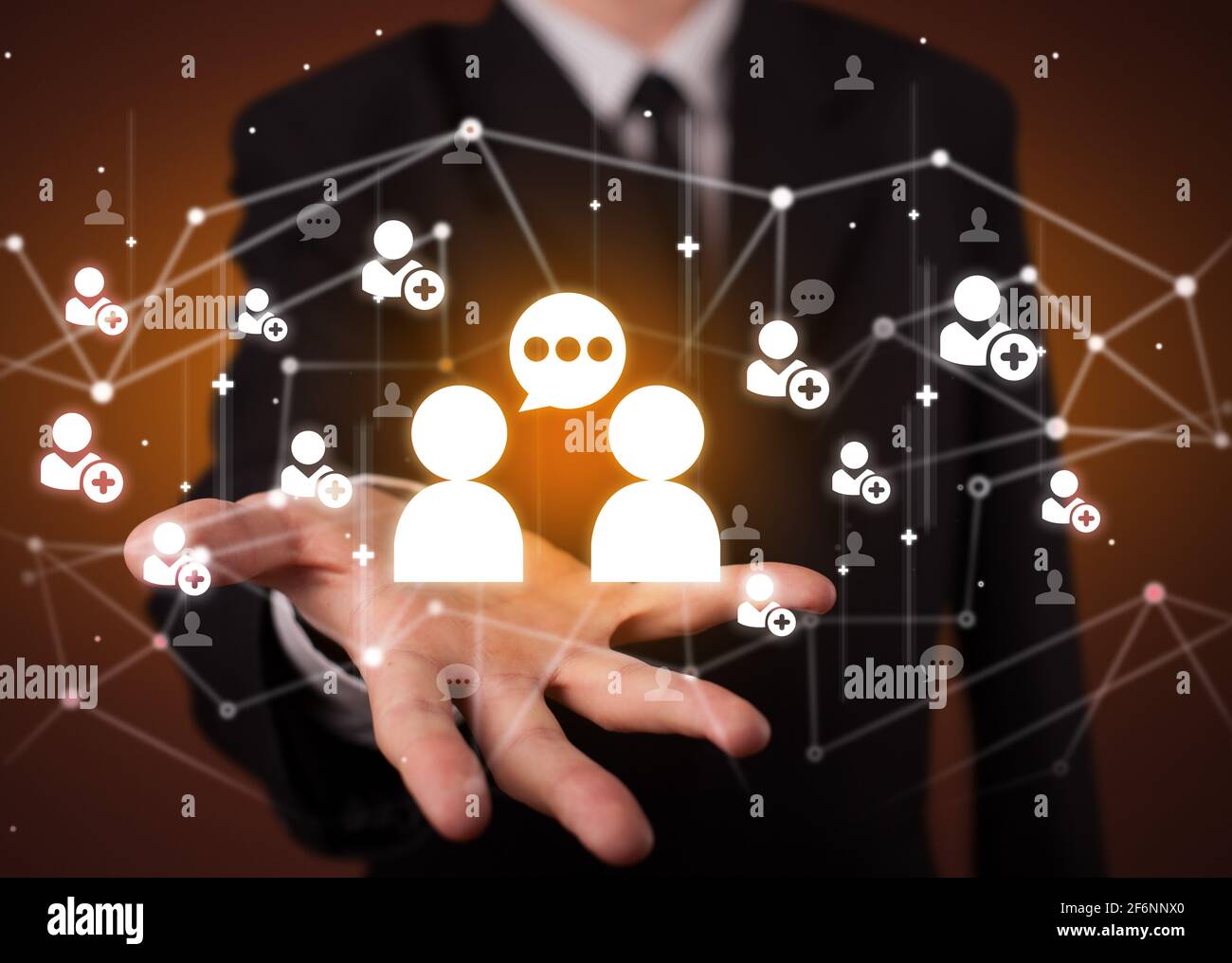 Hand holding social media icons Stock Photo - Alamy
