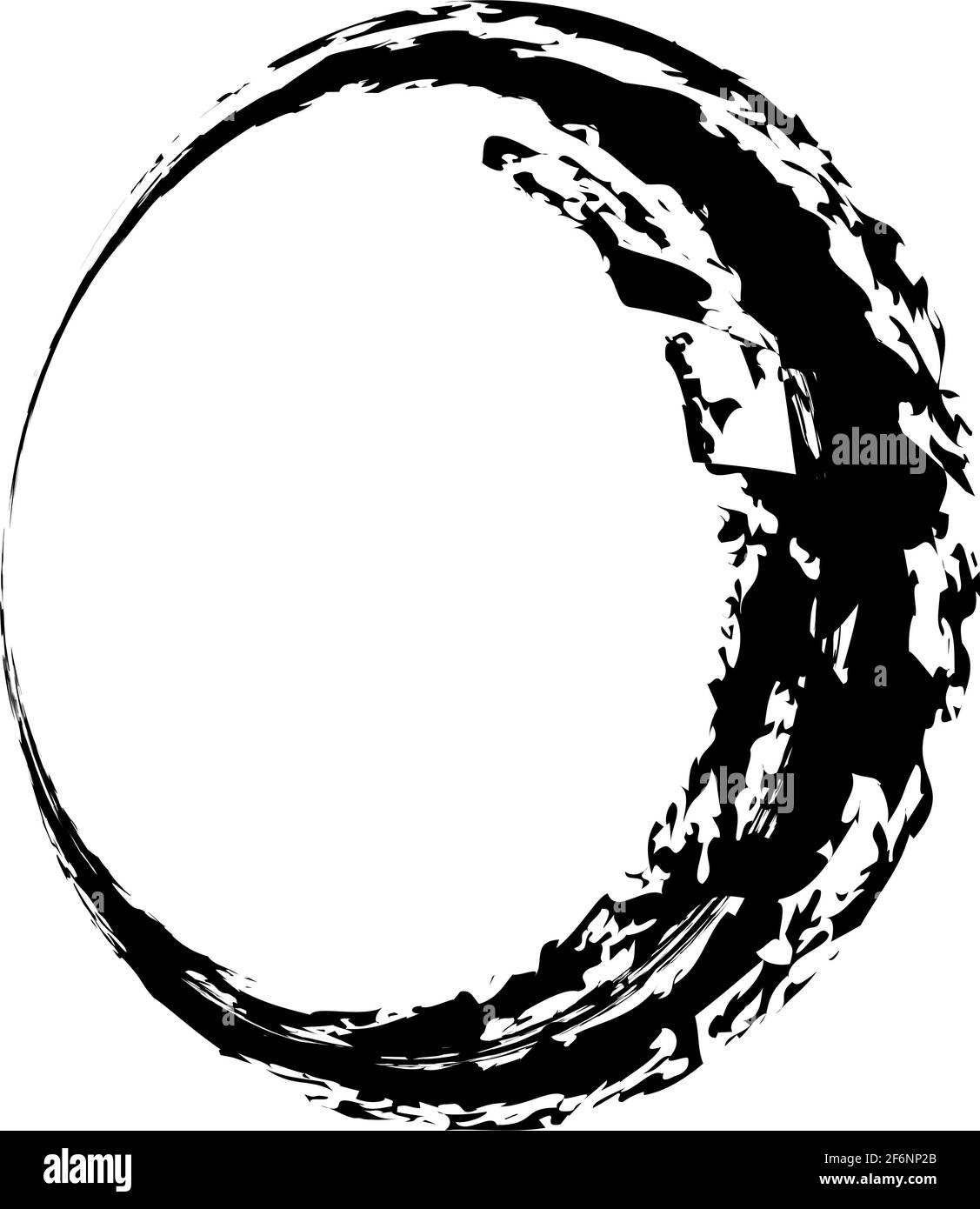 Black and white grungy, grunge circle contour. Abstract textured oval ...