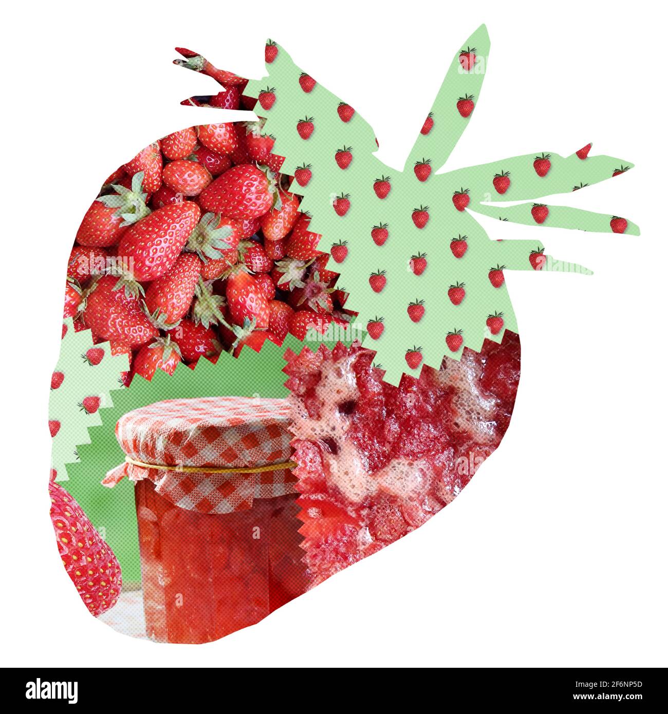 Collage of Fresh Organic Strawberries and Jam - Strawberry shape ...
