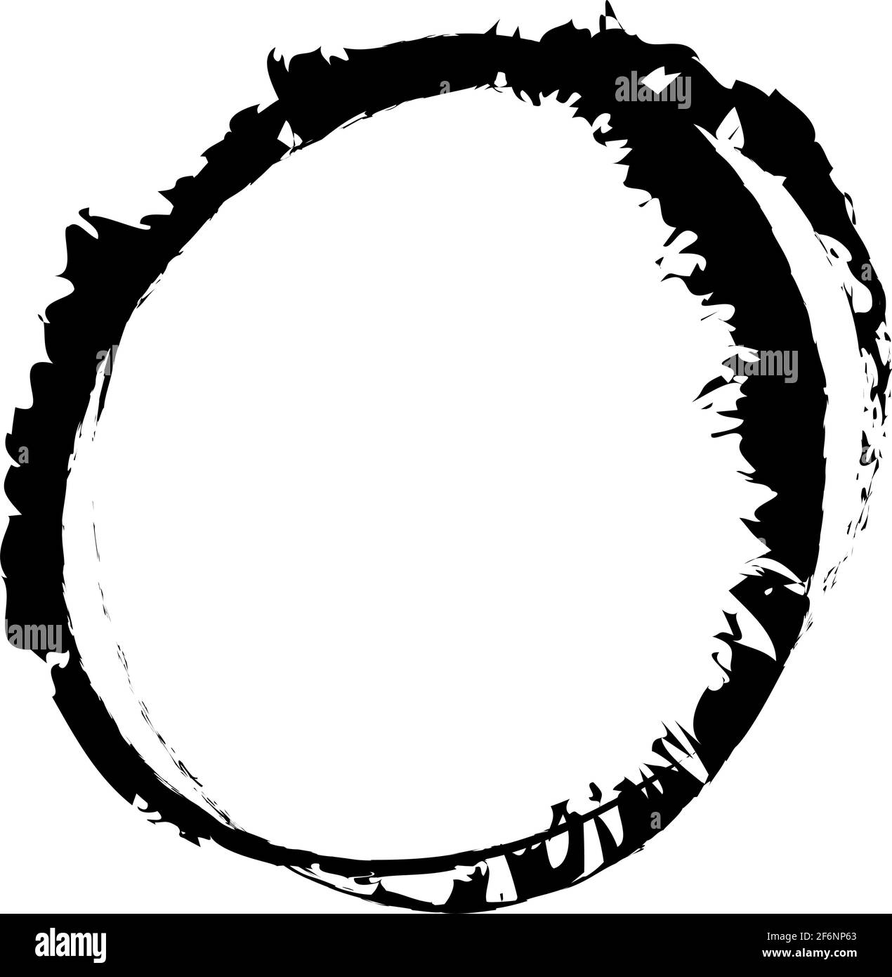 Black and white grungy, grunge circle contour. Abstract textured oval ...