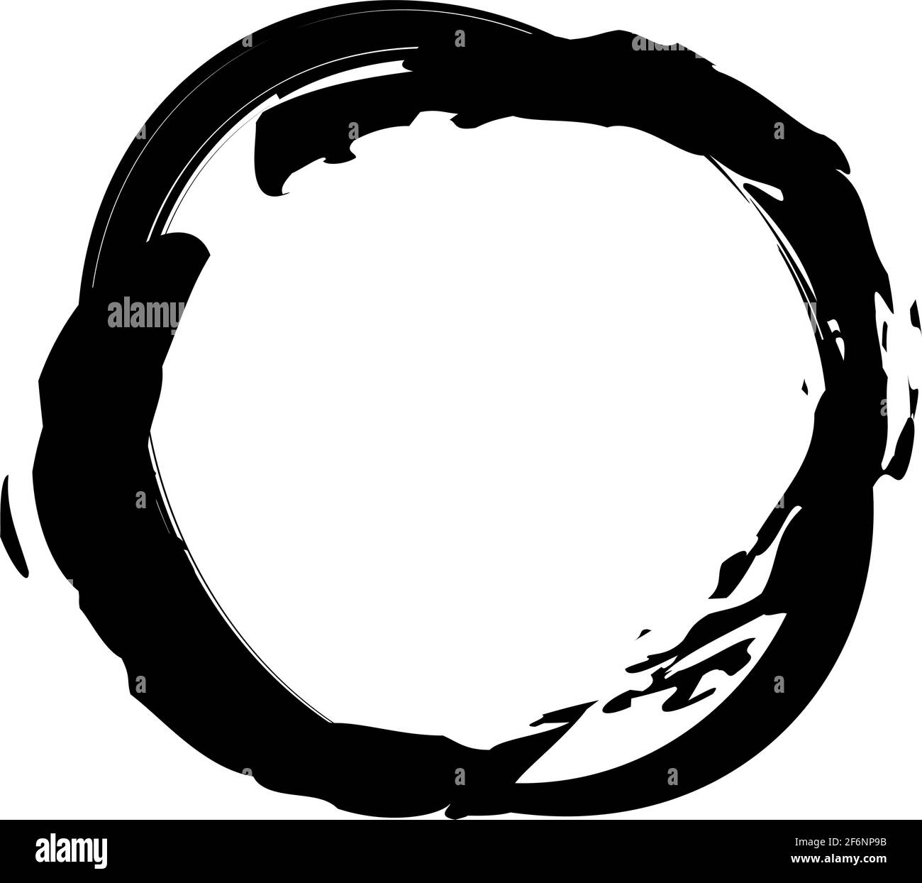 Black and white grungy, grunge circle contour. Abstract textured oval ...