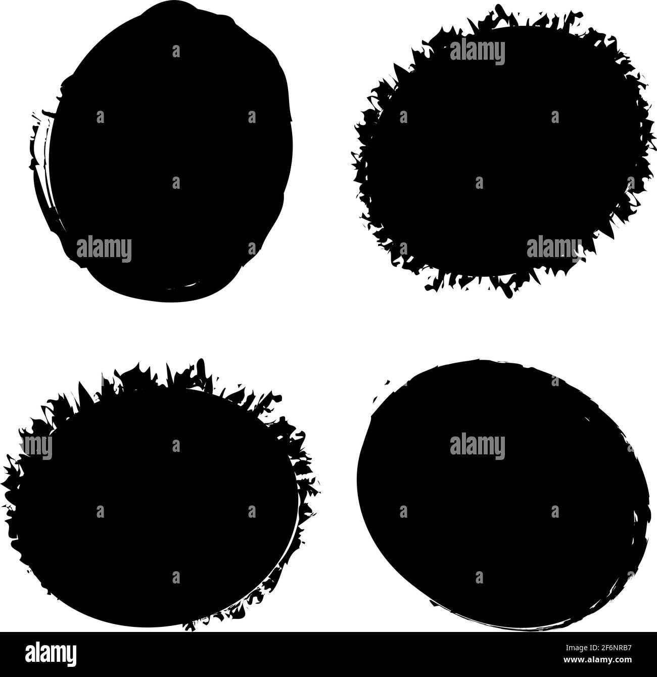 Grungy, grunge textured circle, oval. Inkspot, blob, blot and splatter ...