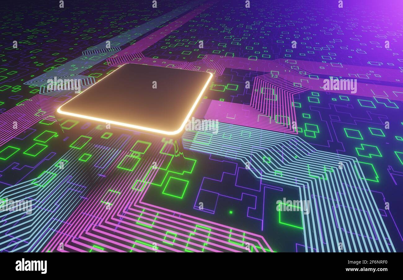 3d rendering technology background microchip high-tech future high ...