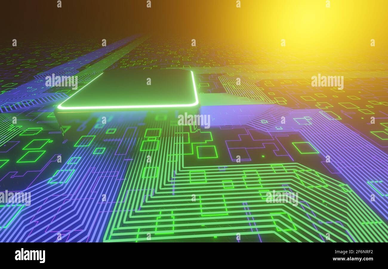 3d rendering technology background microchip high-tech future high ...
