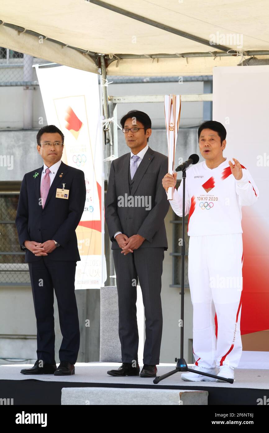 Iida, Japan, 02/04/2021, Olympic torch event in iida city. Local ...