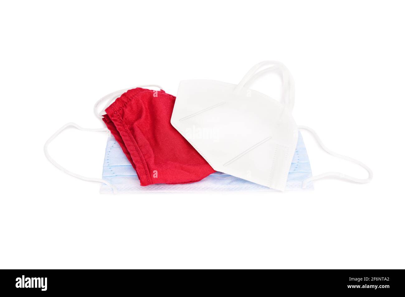 Coronavirus concept. Different types of protective face masks isolated ...