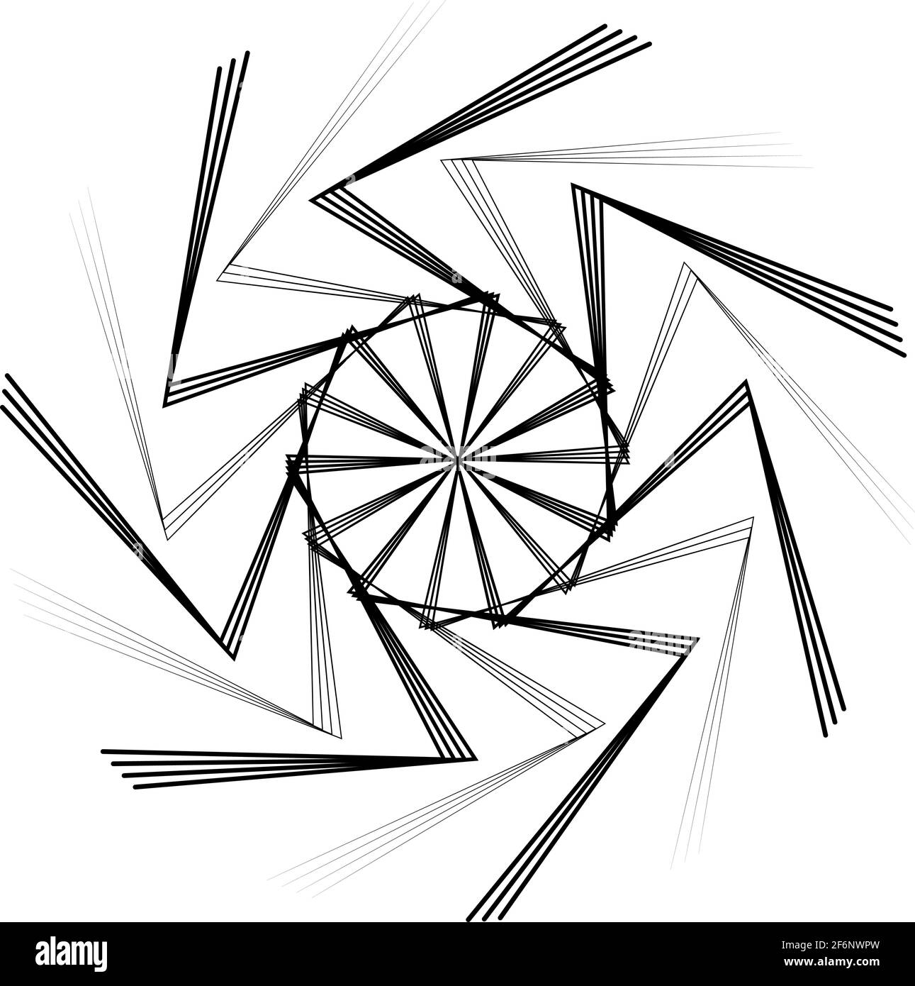 Radial, radiating abstract motiff, icon, mandala element. Distorted ...