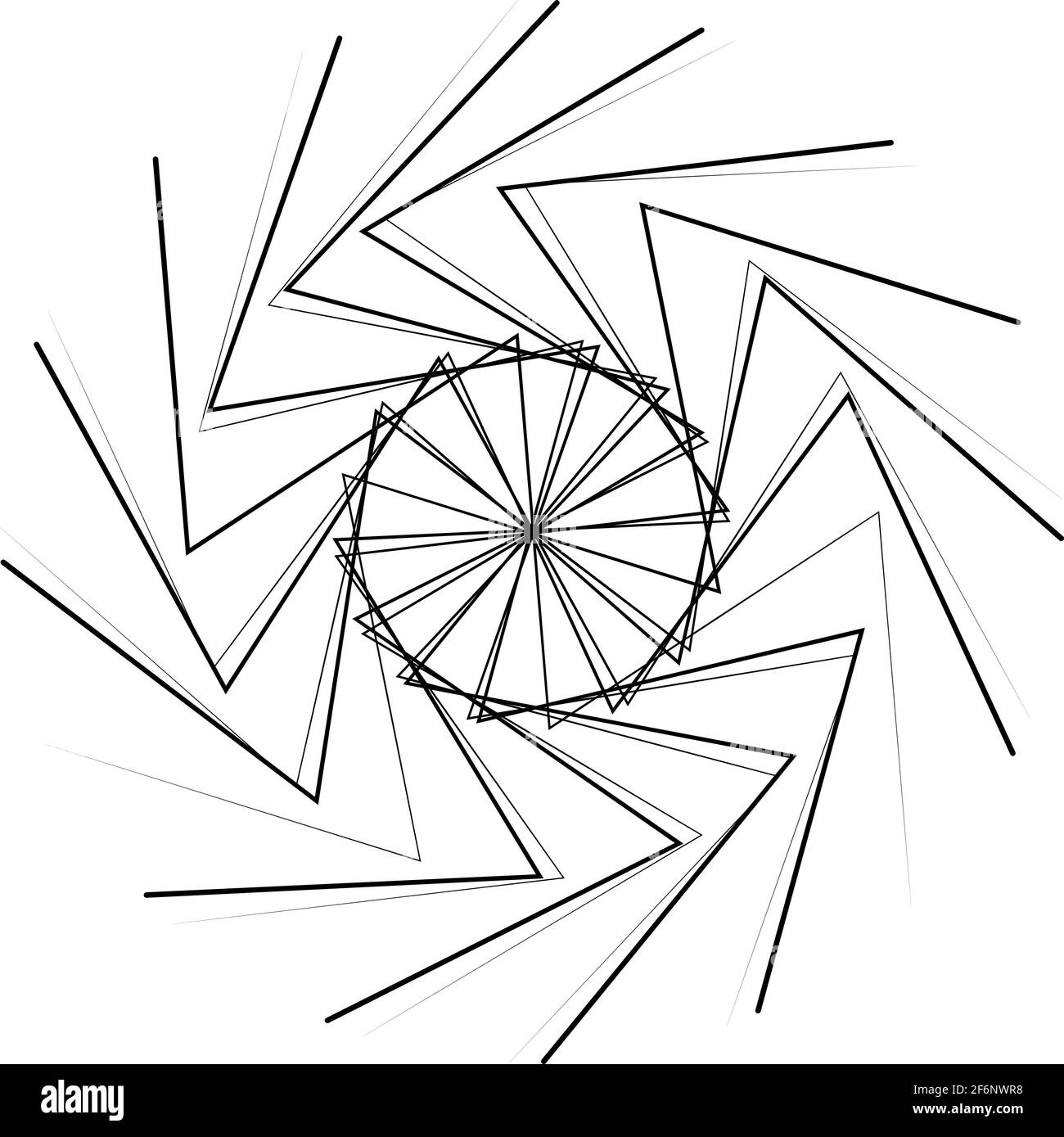 Radial, radiating abstract motiff, icon, mandala element. Distorted ...